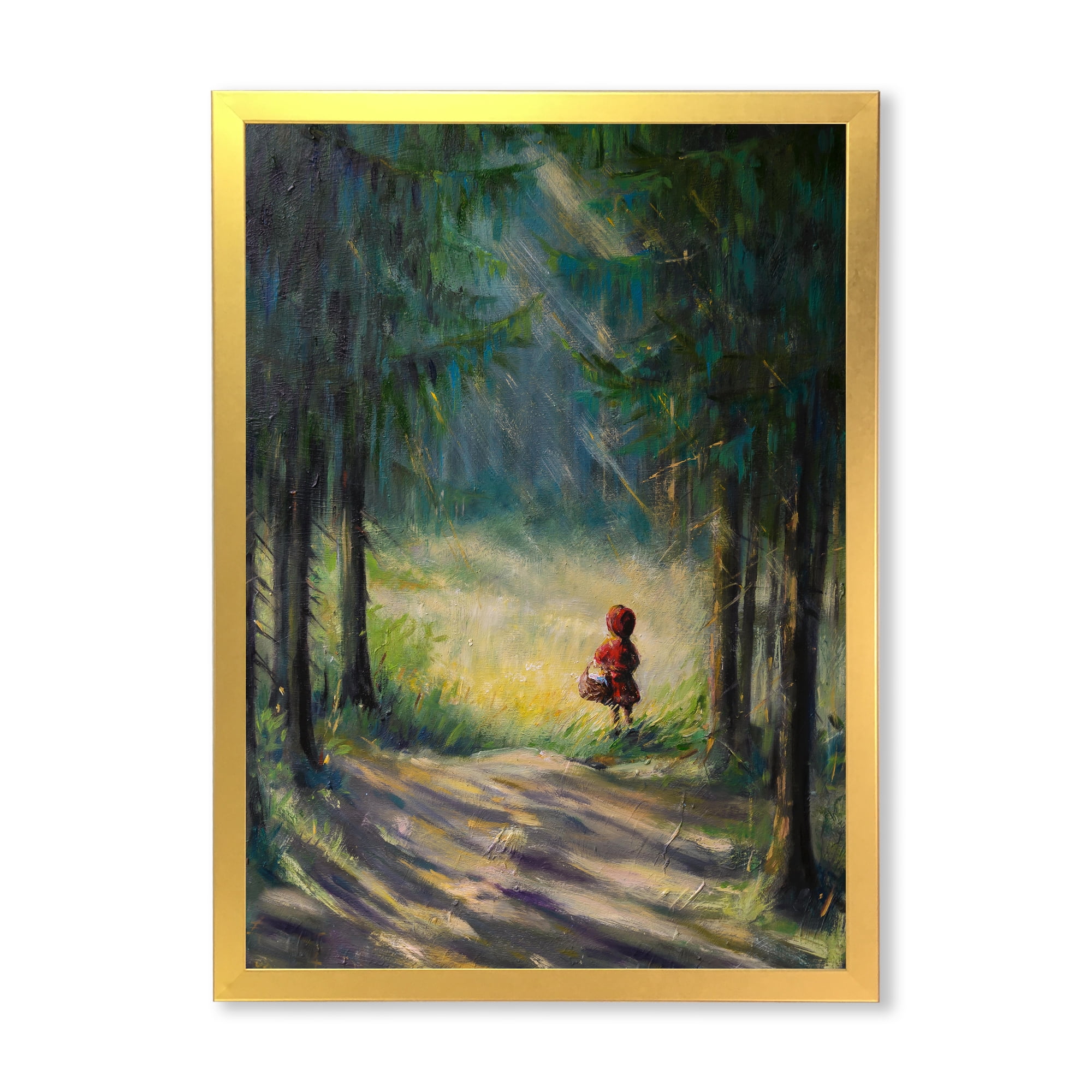 Designart 'Little Red Kid Riding Hood In The Woods' Traditional Framed ...