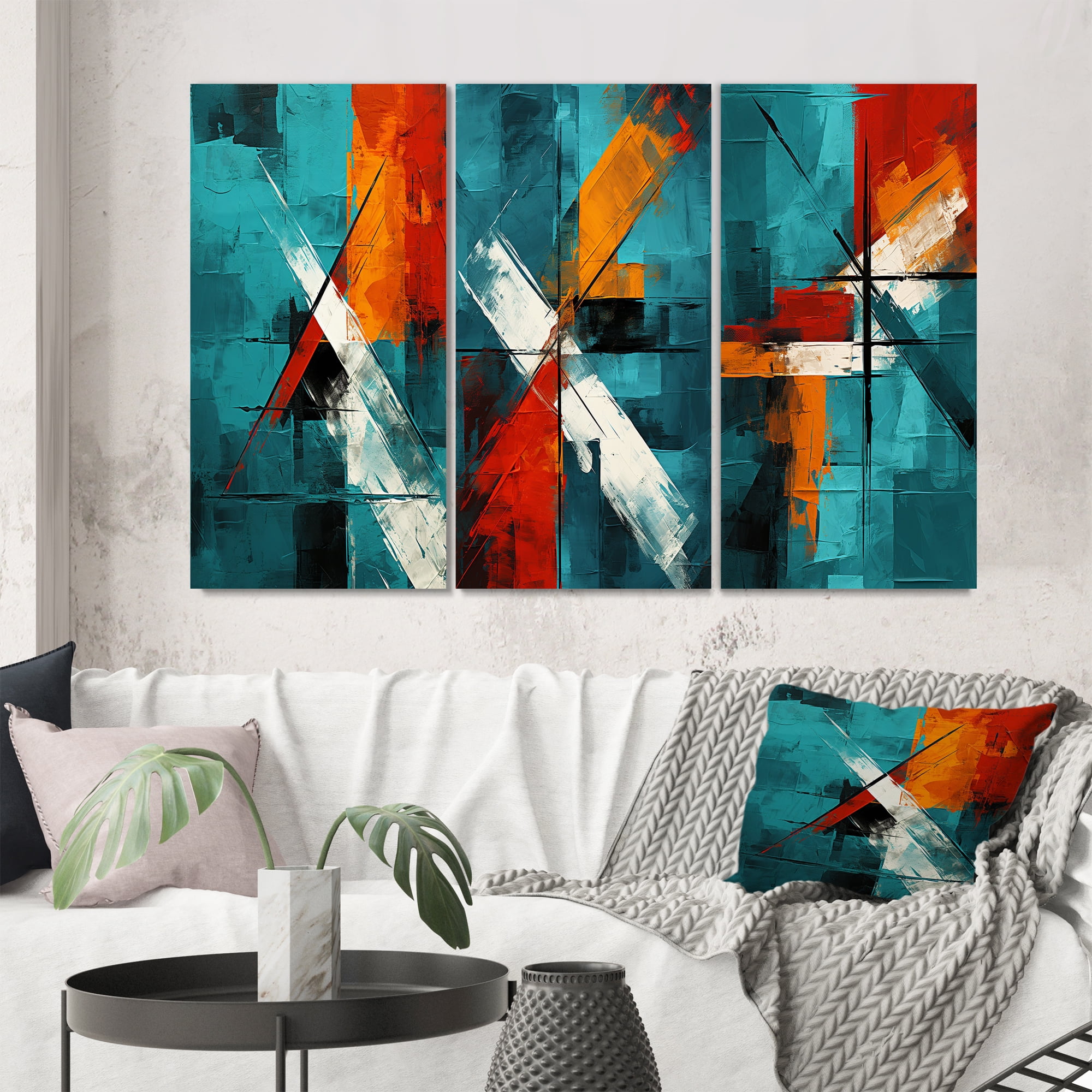 Designart "Logic of Love Abstract in Teal II" Abstract Painting Wall ...