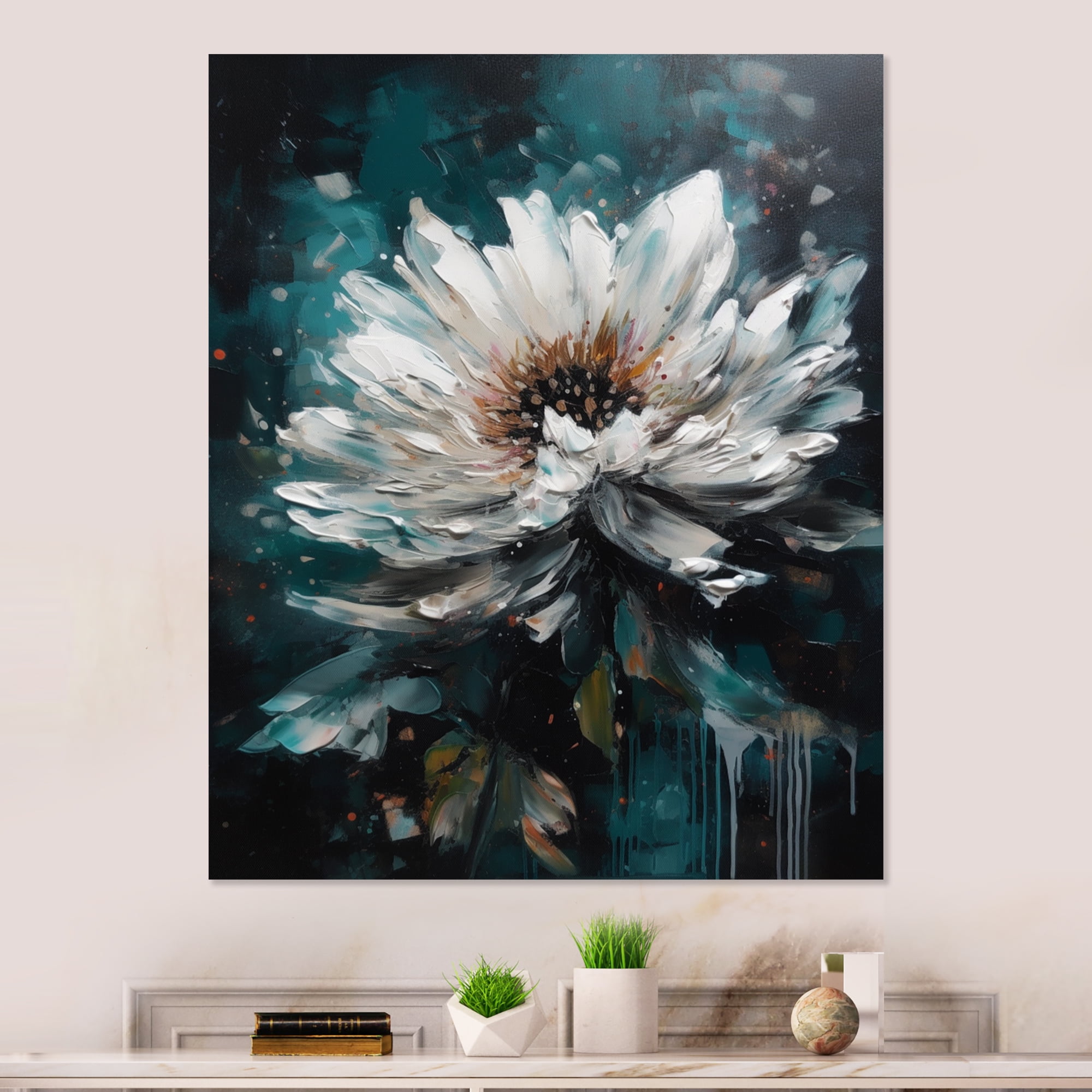 Designart "Lotus Floral Dreams White I" Floral Lotus Metal Wall Decor ...