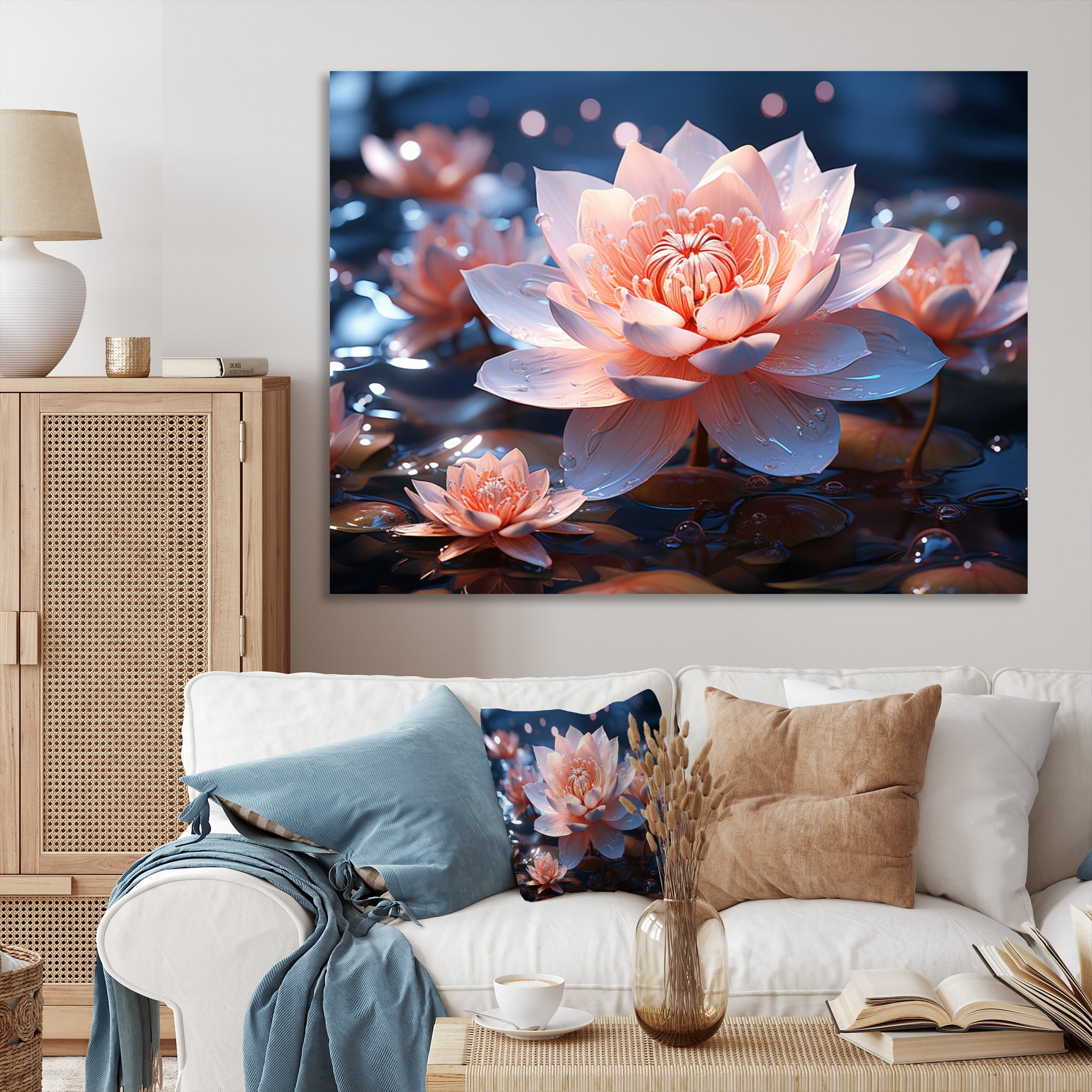 Designart "Lotus Serenity Symbol of Purity I" Floral Wall Decor ...