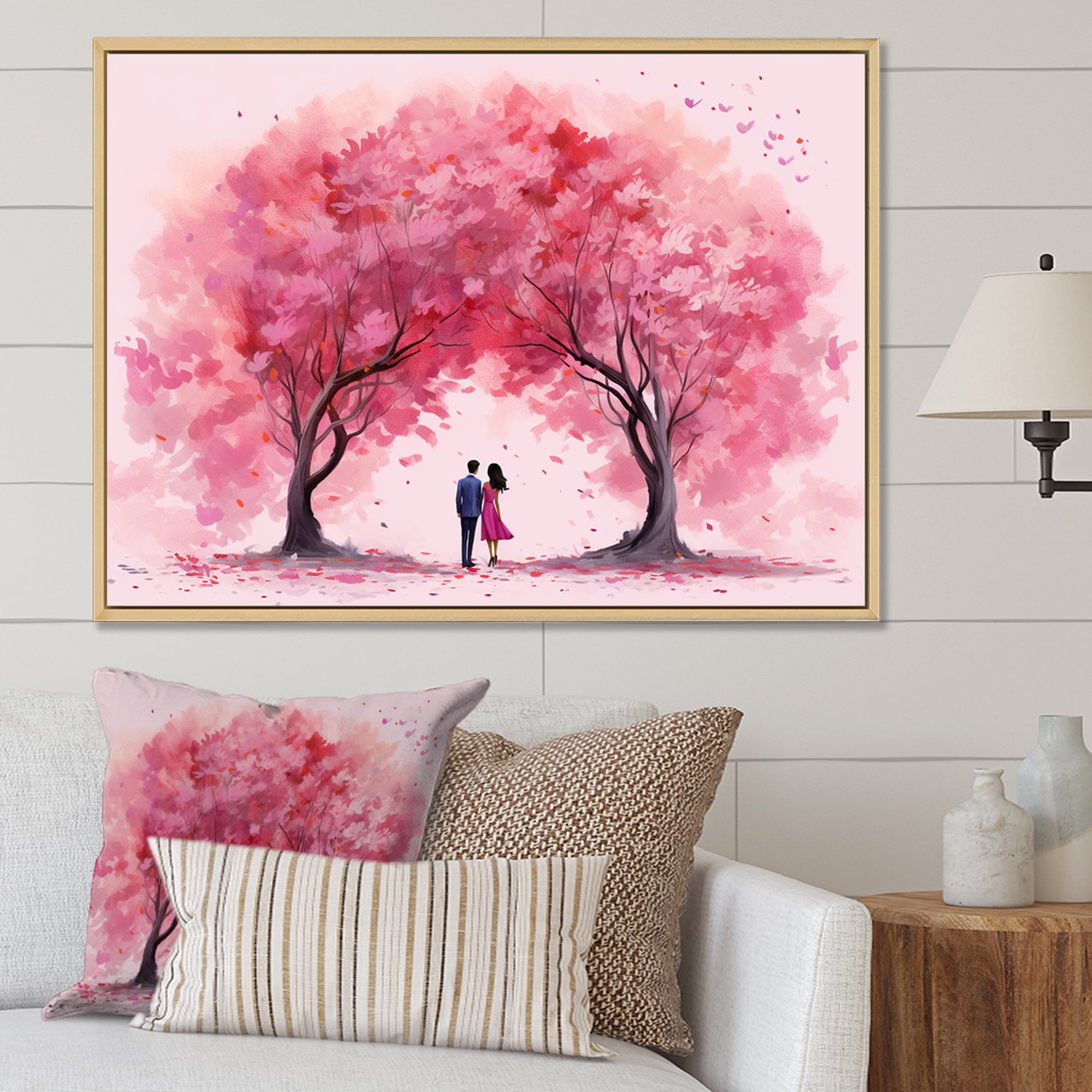 Designart "Love of Couple under the Tree I" Landscapes Framed Wall Art ...