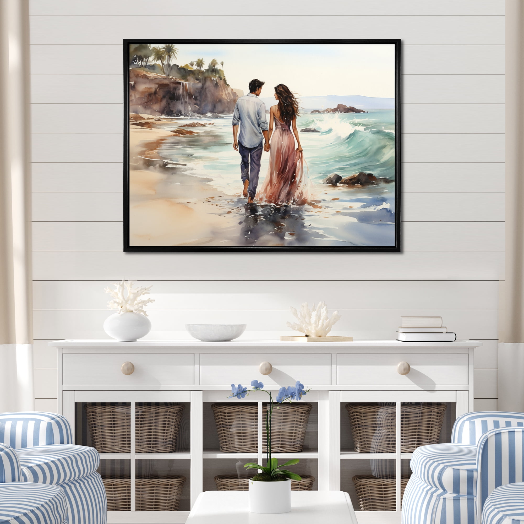 Designart "Loved Ones on the Beach in a Photo III" Nautical & Beach ...