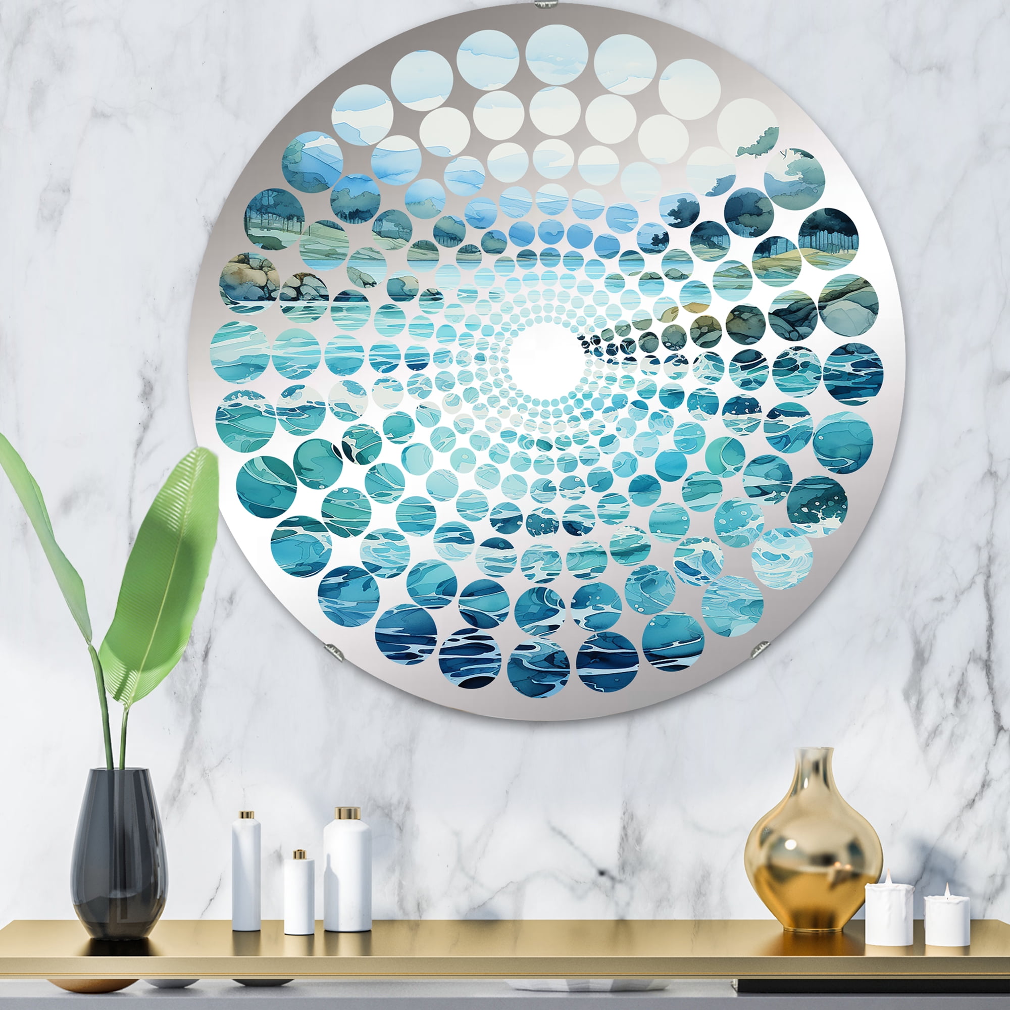 Designart "Lullaby by Mountain Lakes in Minimalism I" Minimalism Radial ...