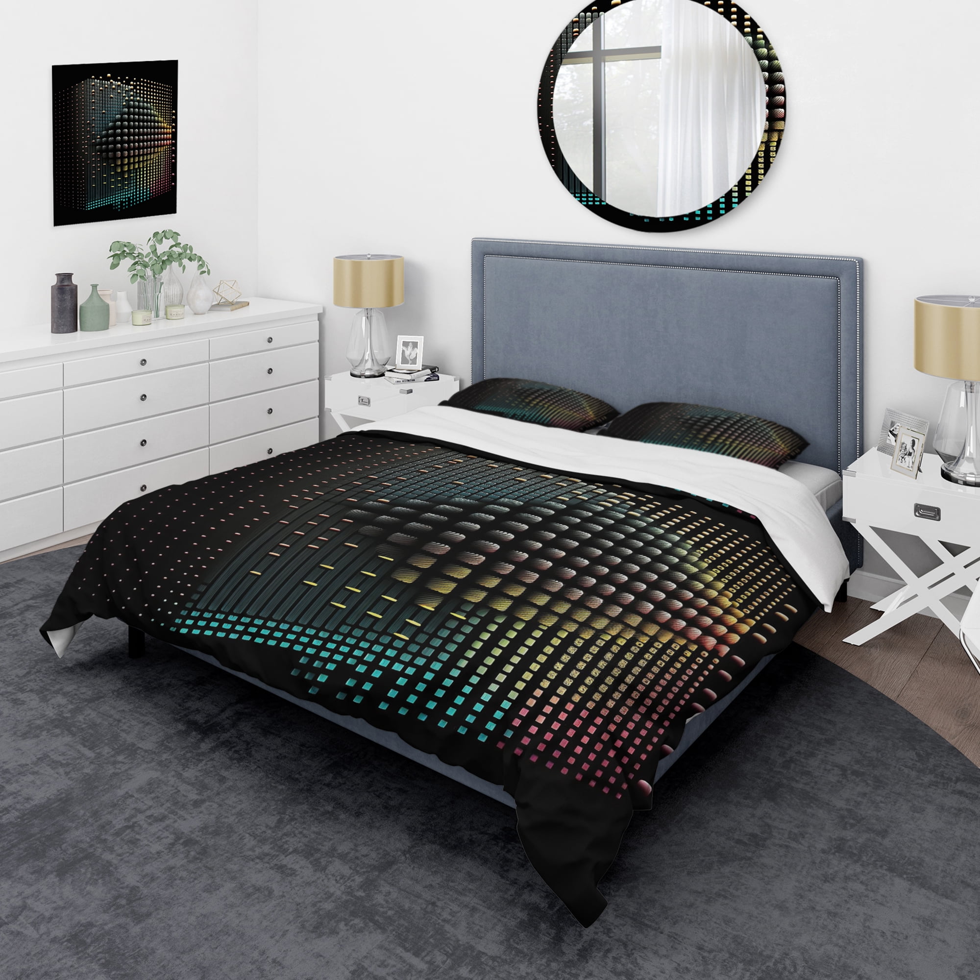 Designart "Luminescent Dimensions III" Modern Geometric Bedding Covert ...