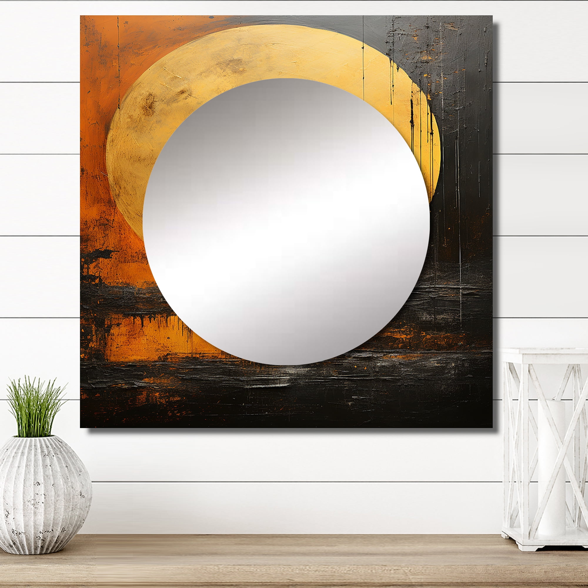 Designart "Luna In Space With Lemon Tones" Our Solar System Square ...