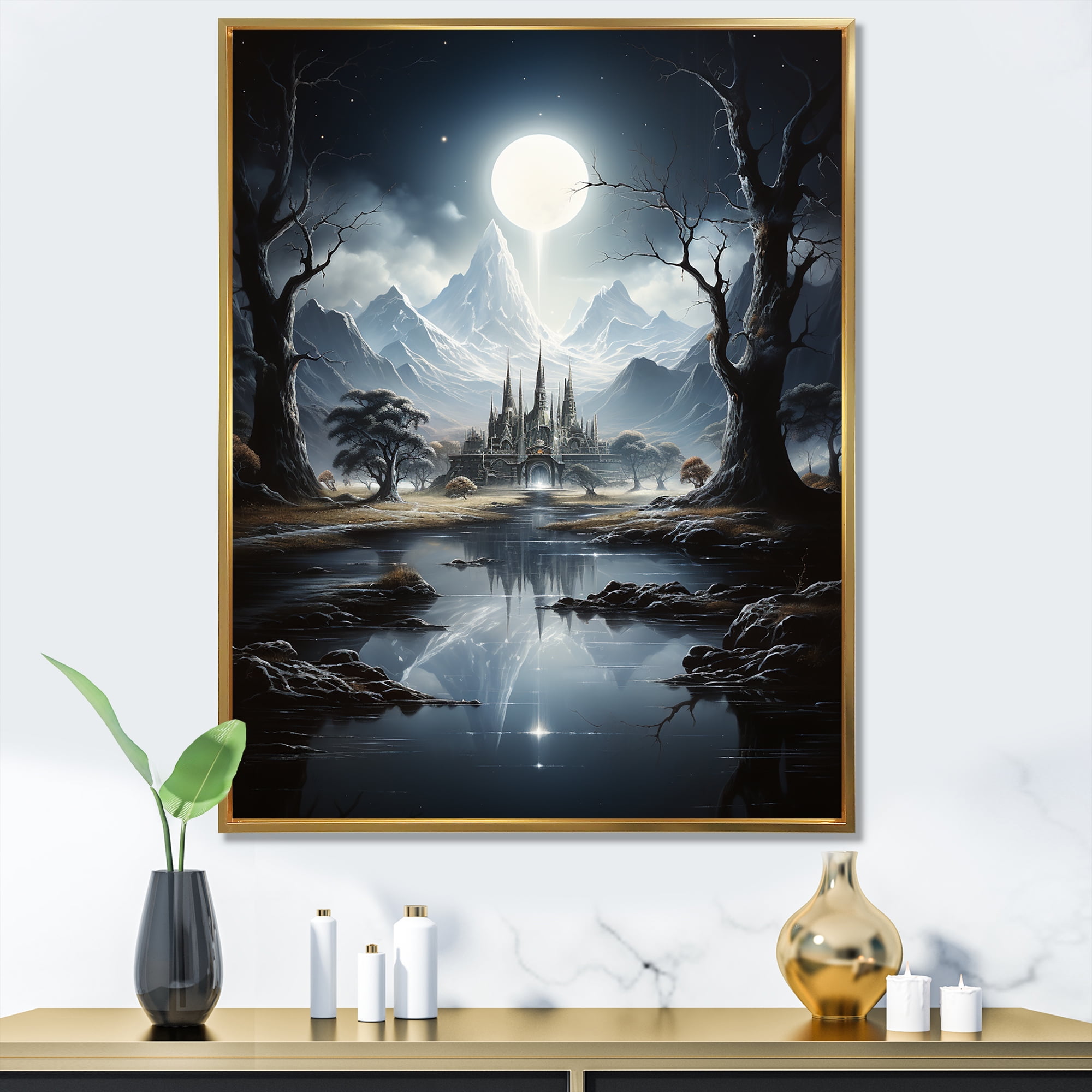 Designart "Lunar Fantasy Landscape With Musical Echoes II" Surrealism ...