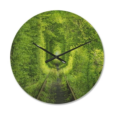 Designart 'Path in Fall Forest with Green Light ' Farmhouse Wood Wall ...