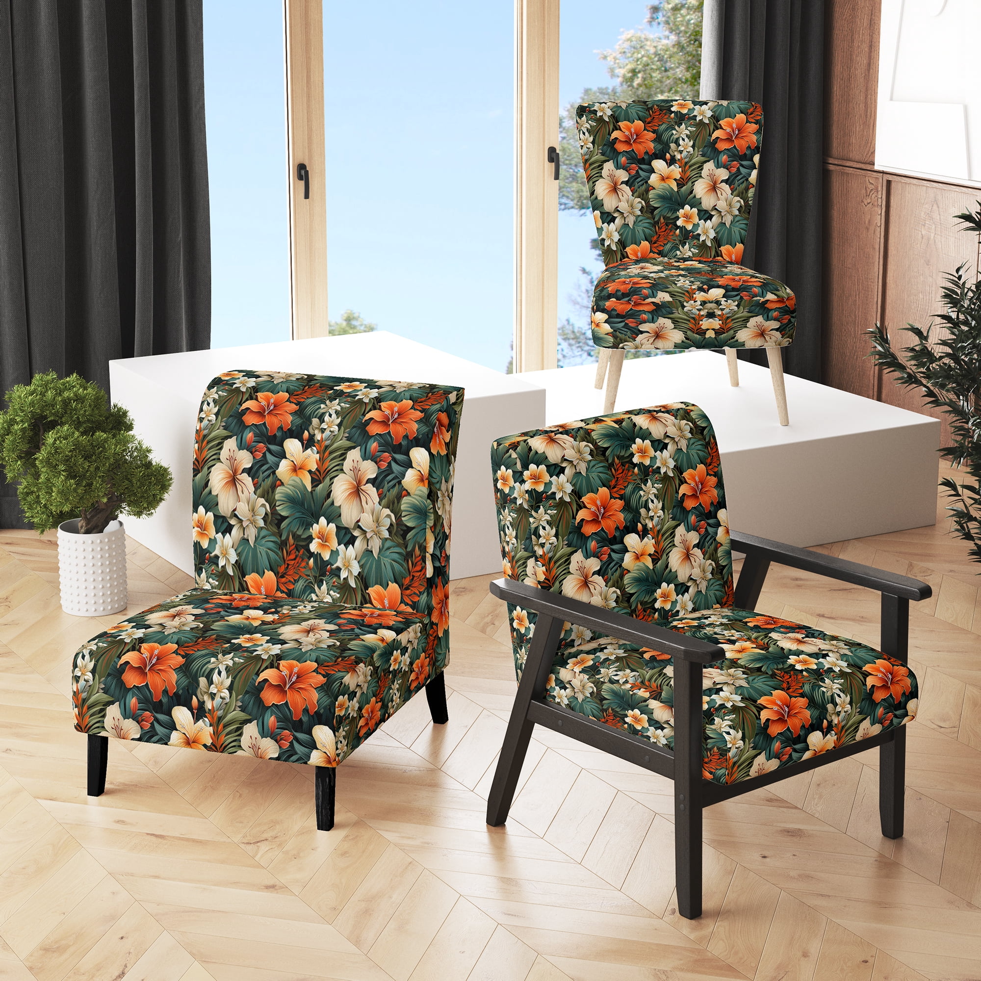 Designart "Lush Tropical Serenade III" Green Tropical Upholstered ...