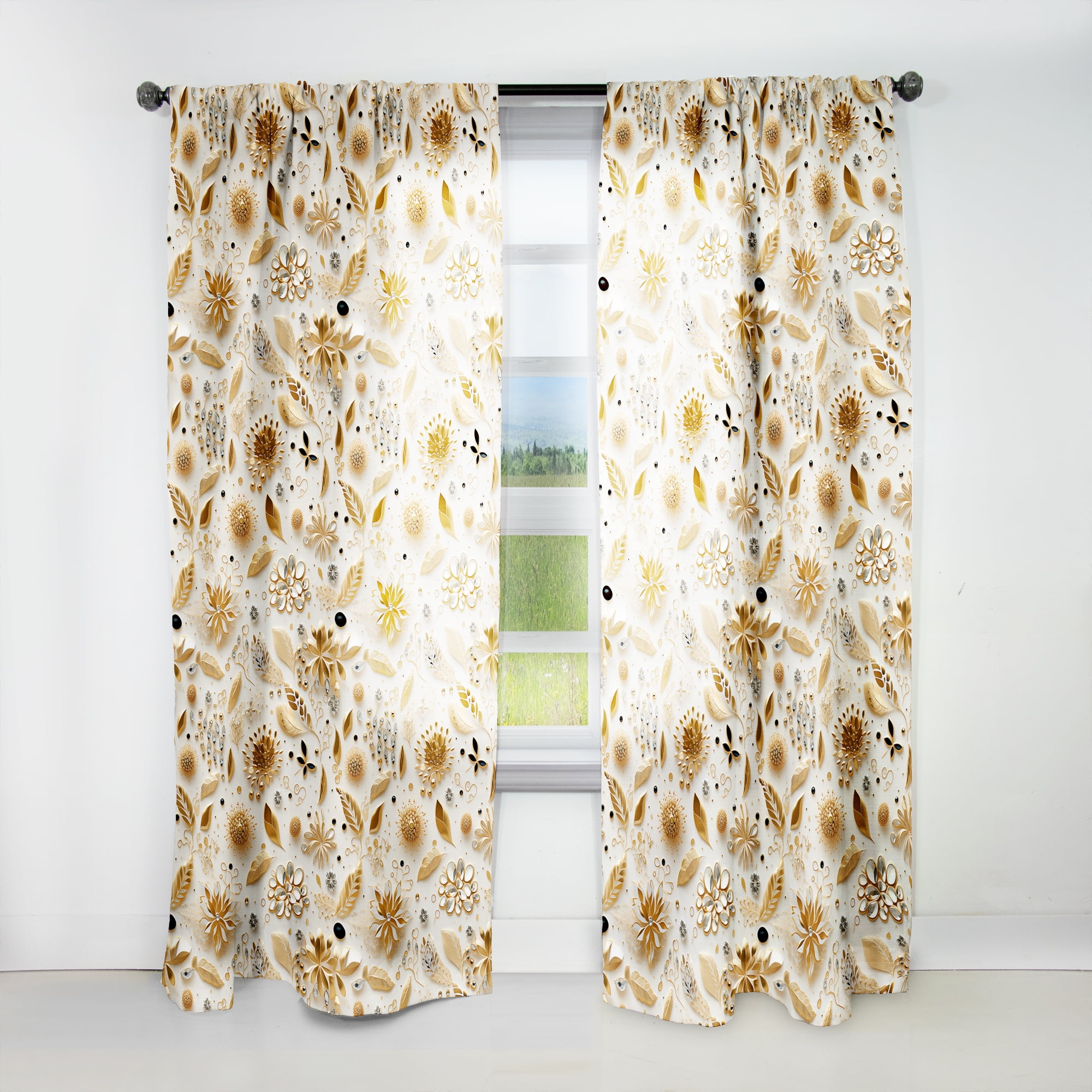 Designart "Luxe Marble Elegance In White And Gold" Marble Curtain ...