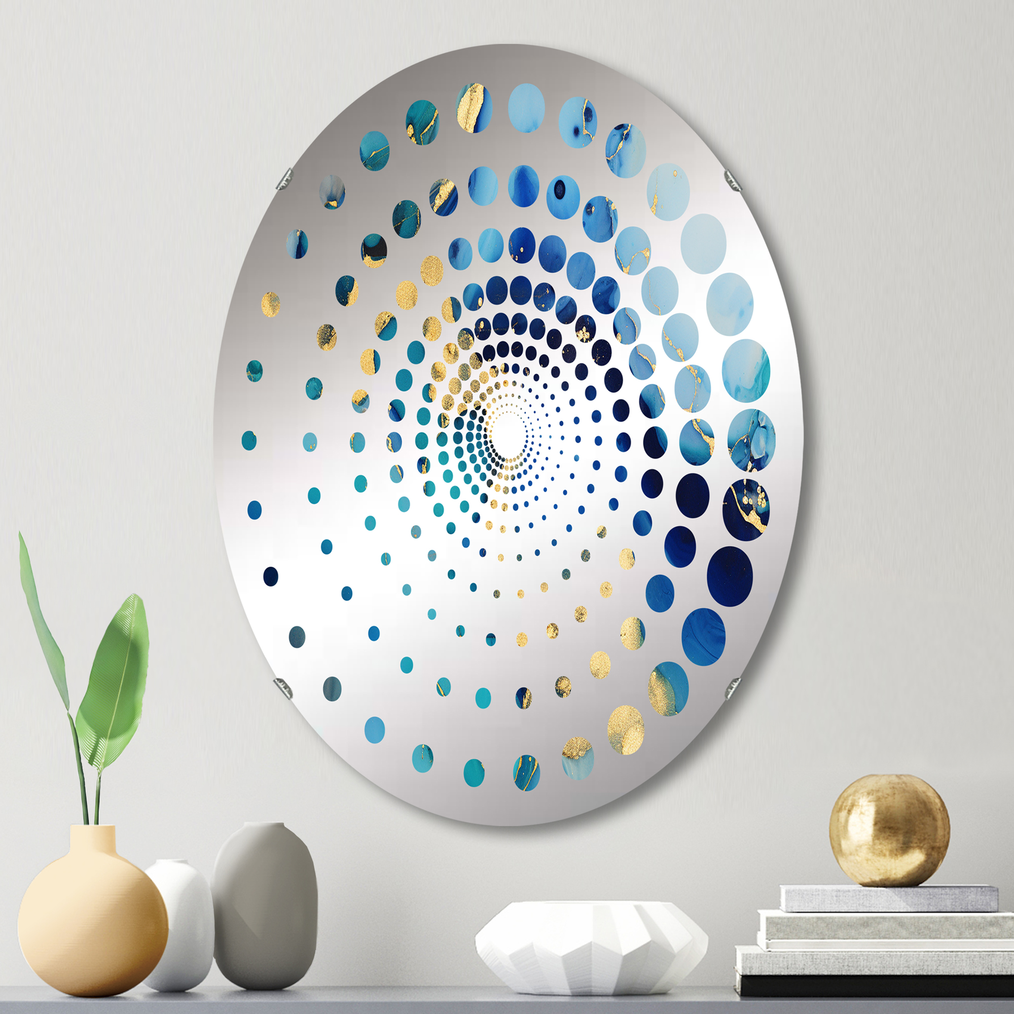 Designart "Luxurious Blue and Gold Abstract Fluid Art V III" Fractals ...