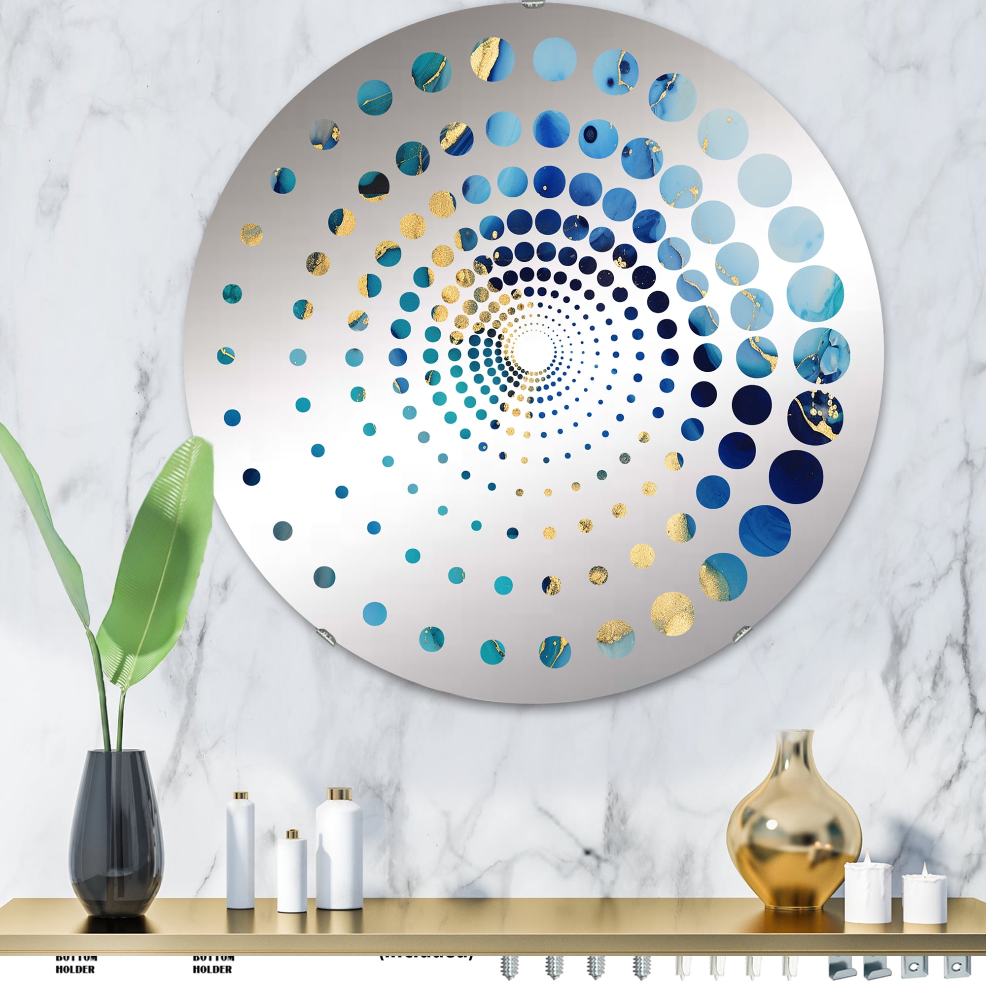 Designart "Luxurious Blue and Gold Abstract Fluid Art V III" Fractals ...