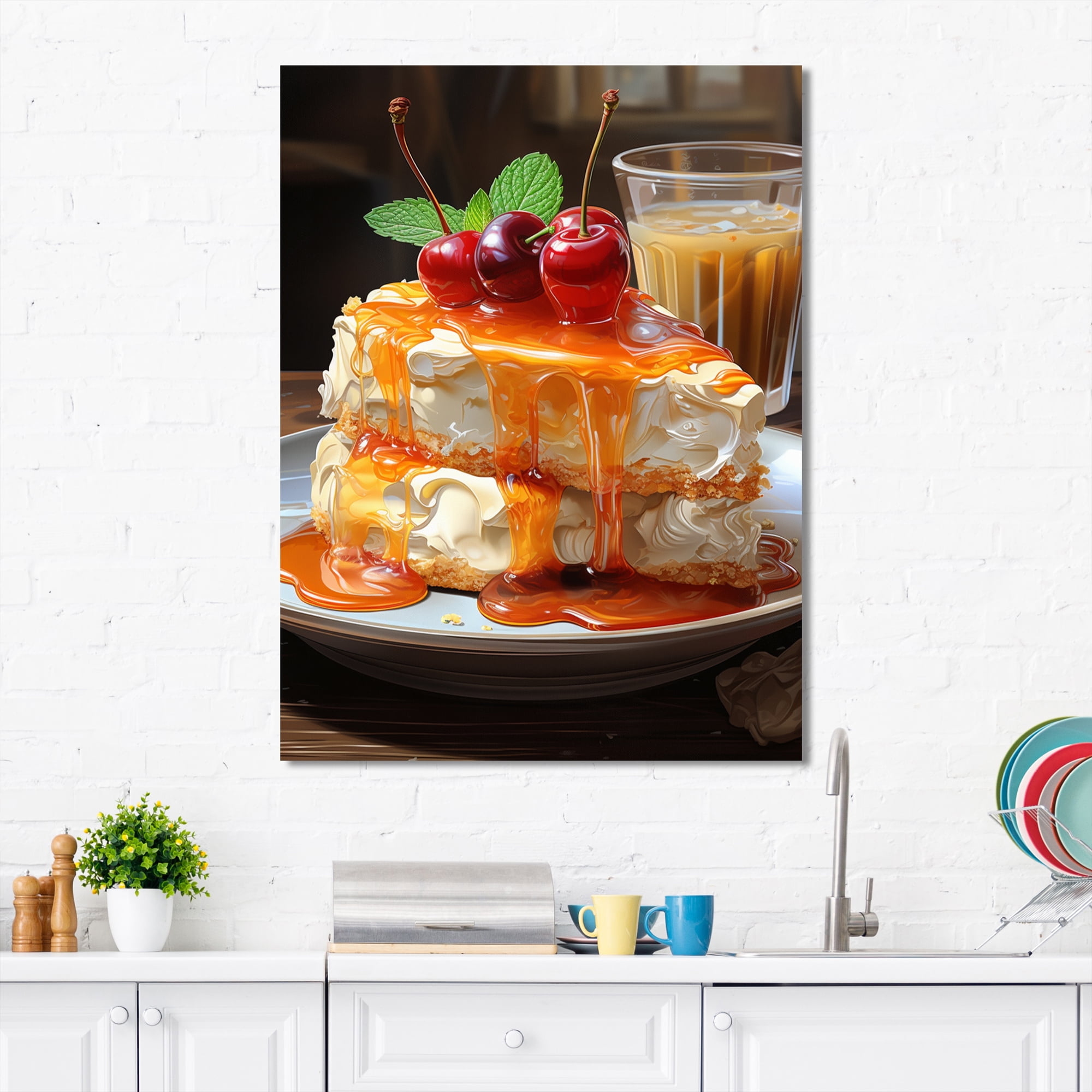Designart "Luxurious Orange Cheesecake" Food & Beverage Wall Art Living ...