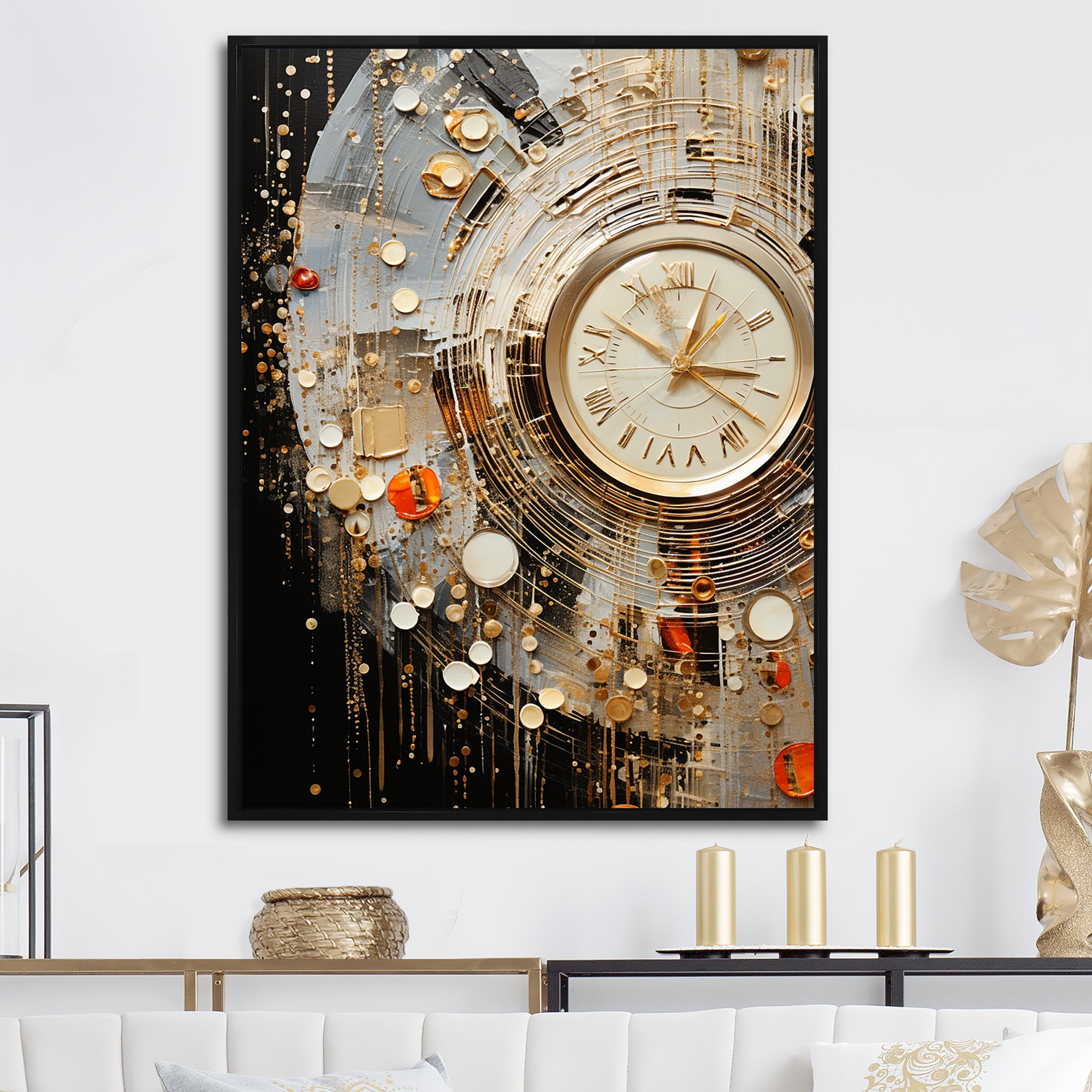 Designart "Luxurious Silver And Gold Watch" Watches Floater Framed Wall ...