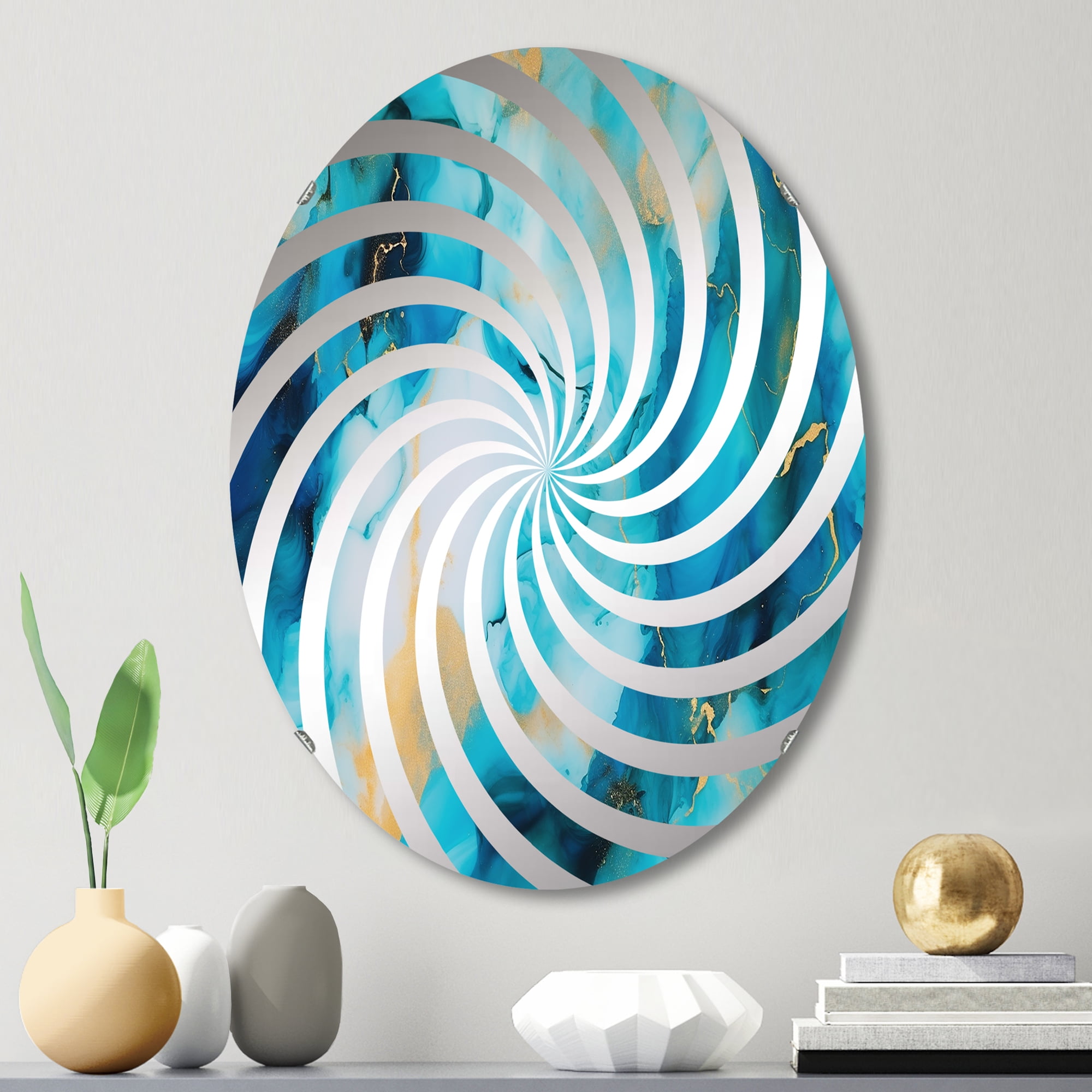 Designart "Luxury Abstract Fluid Art in Turquoise IX" Abstract Vortex ...