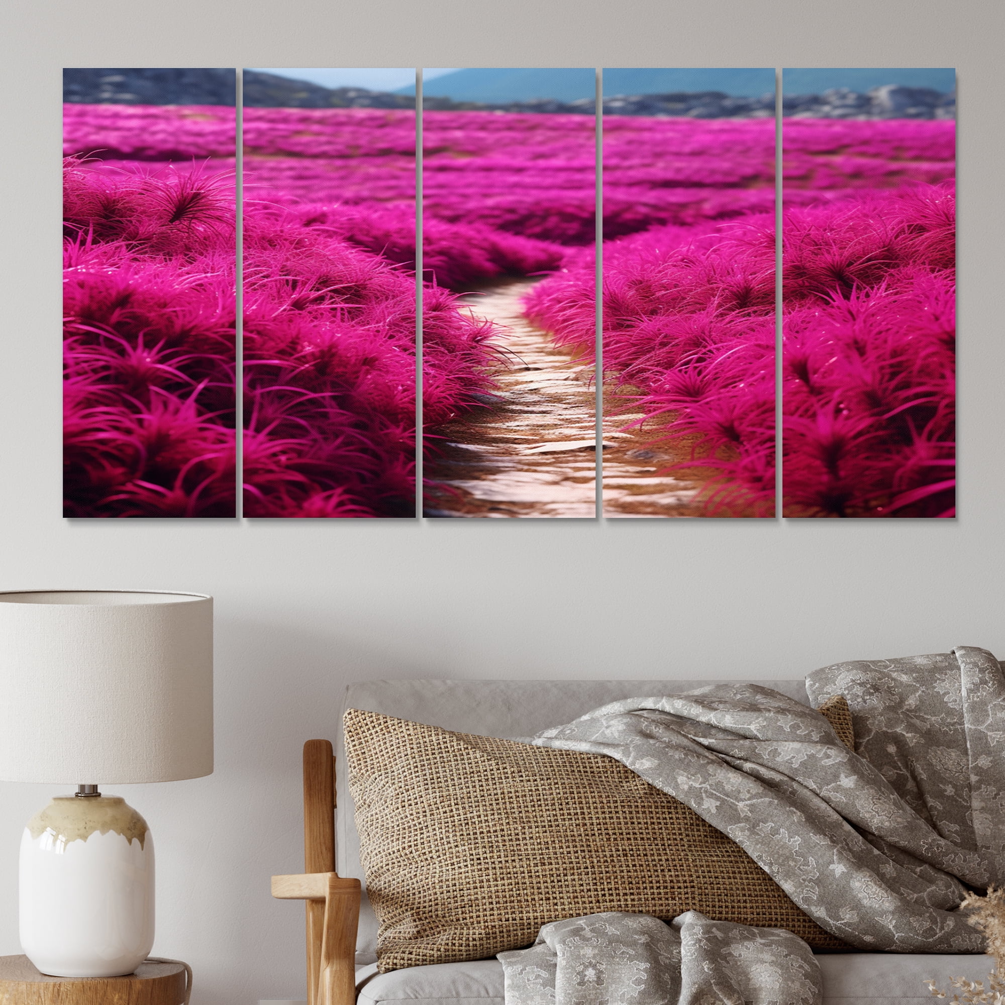 Designart "Magenta Floral Essence II" Floral Metal Wall Decor Set ...