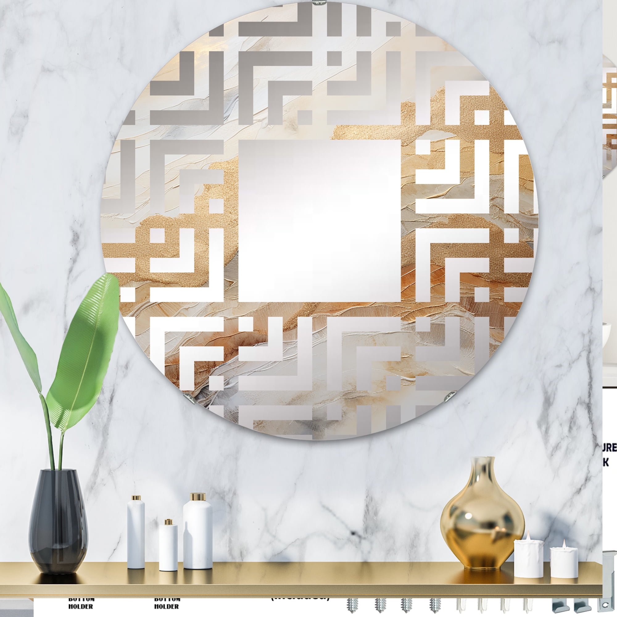 Designart "Magic of Gold and White Marble Geode I" Abstract Marble Maze ...