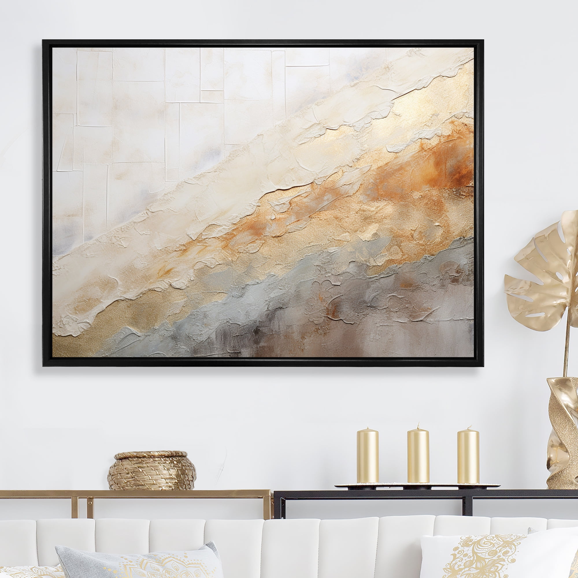 Designart "Magic Marble Geode In Gold And White" Abstract Marble ...