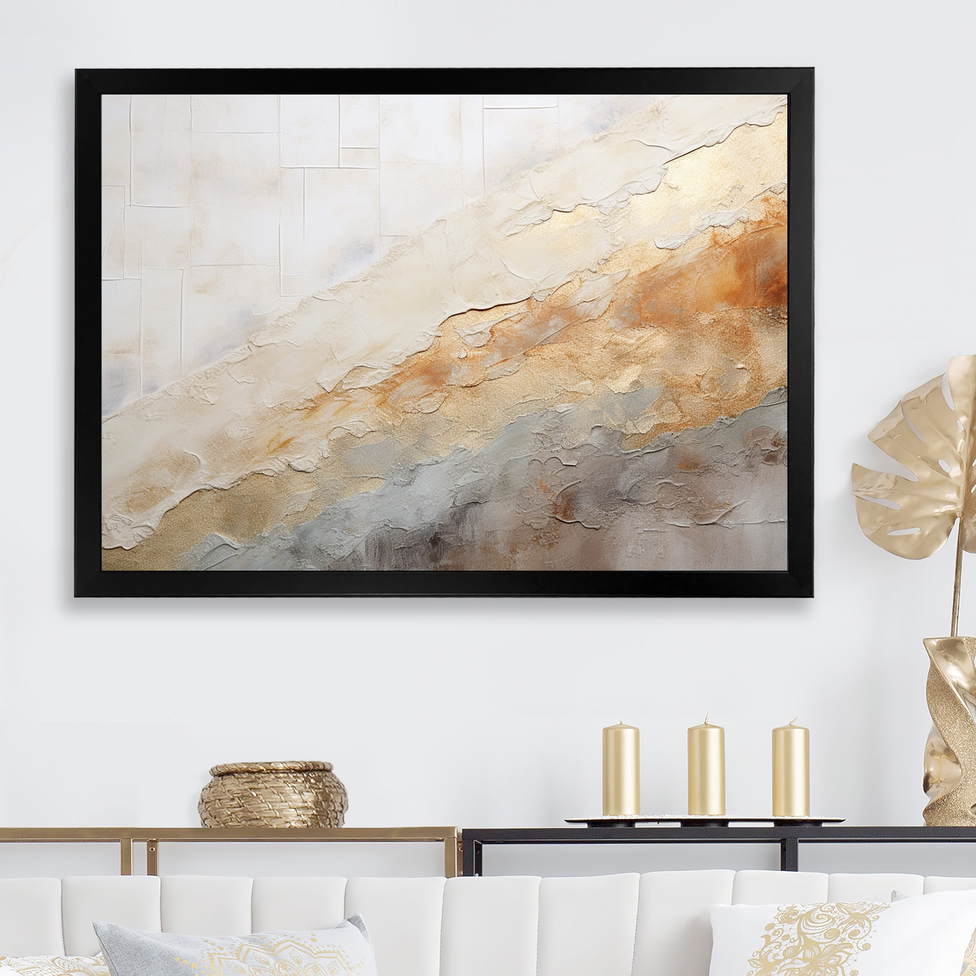 Designart "Magic Marble Geode In Gold And White" Abstract Marble ...