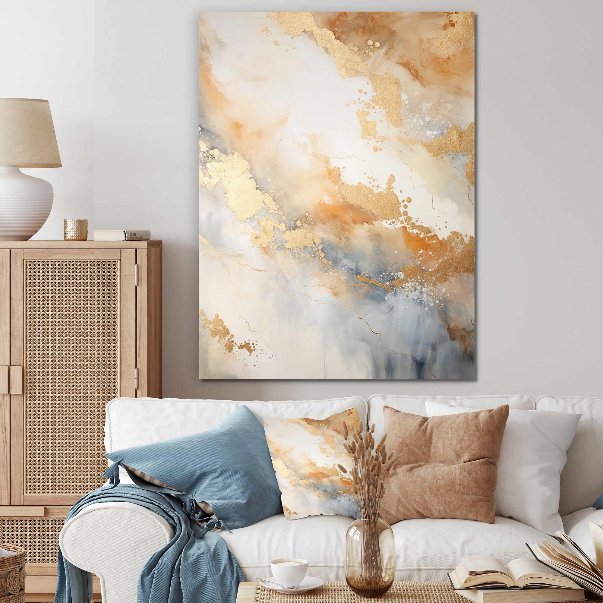 Designart "Magic Marble Geode In Gold And White IV" Abstract Marble ...