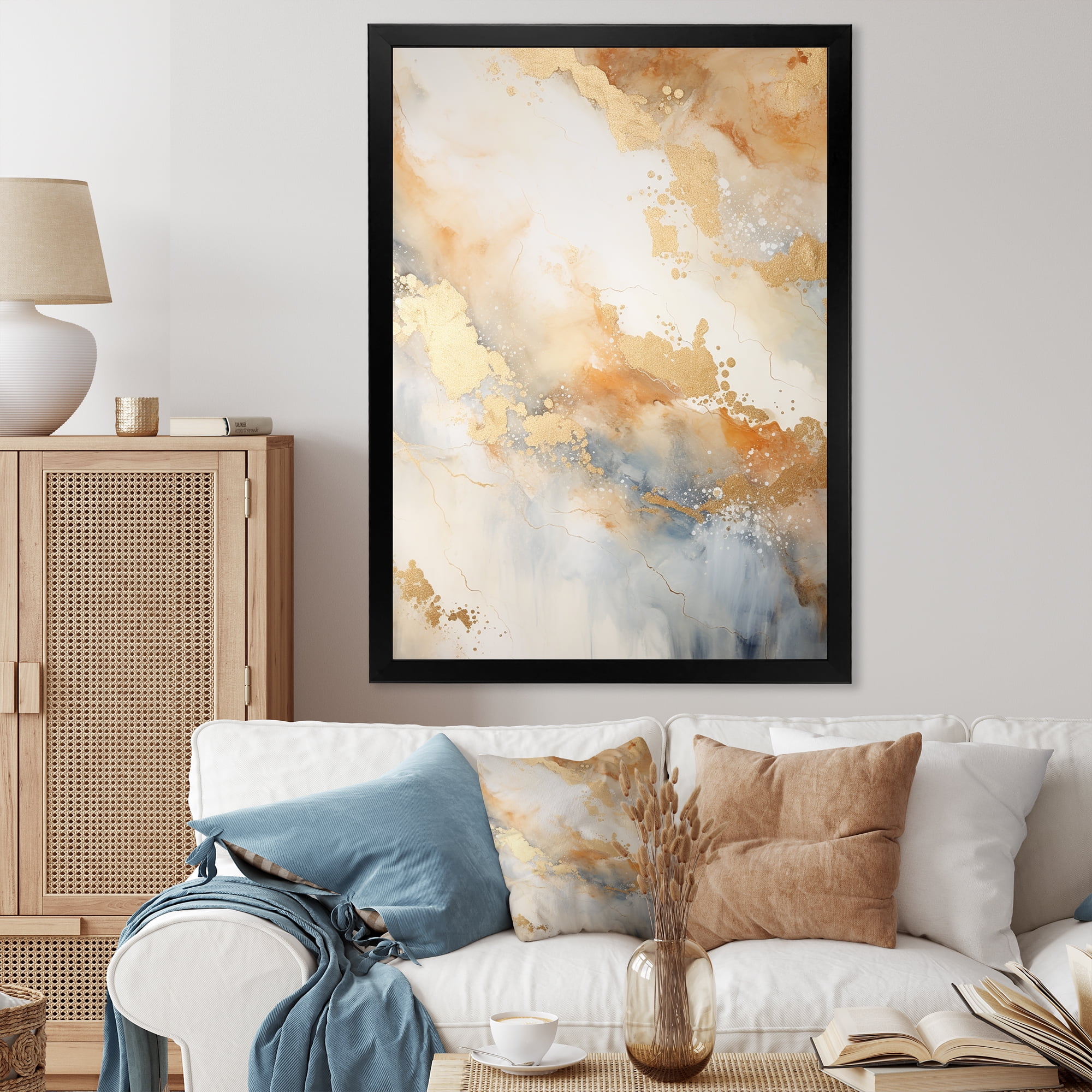 Designart "Magic Marble Geode In Gold And White IV" Abstract Marble ...