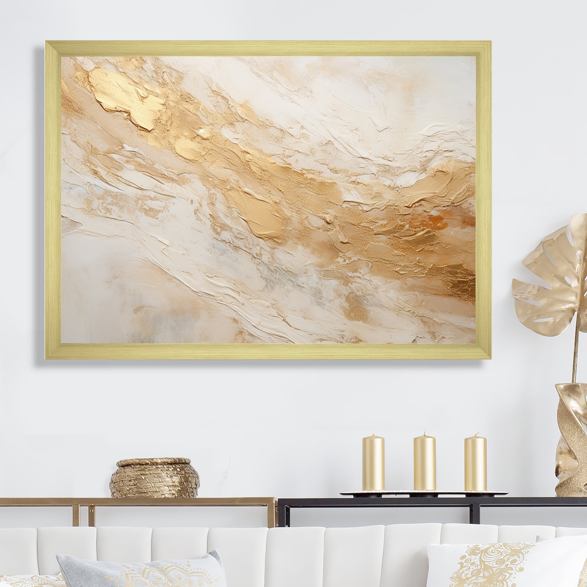 Designart "Magic Of Gold And White Marble Geode" Abstract Marble ...