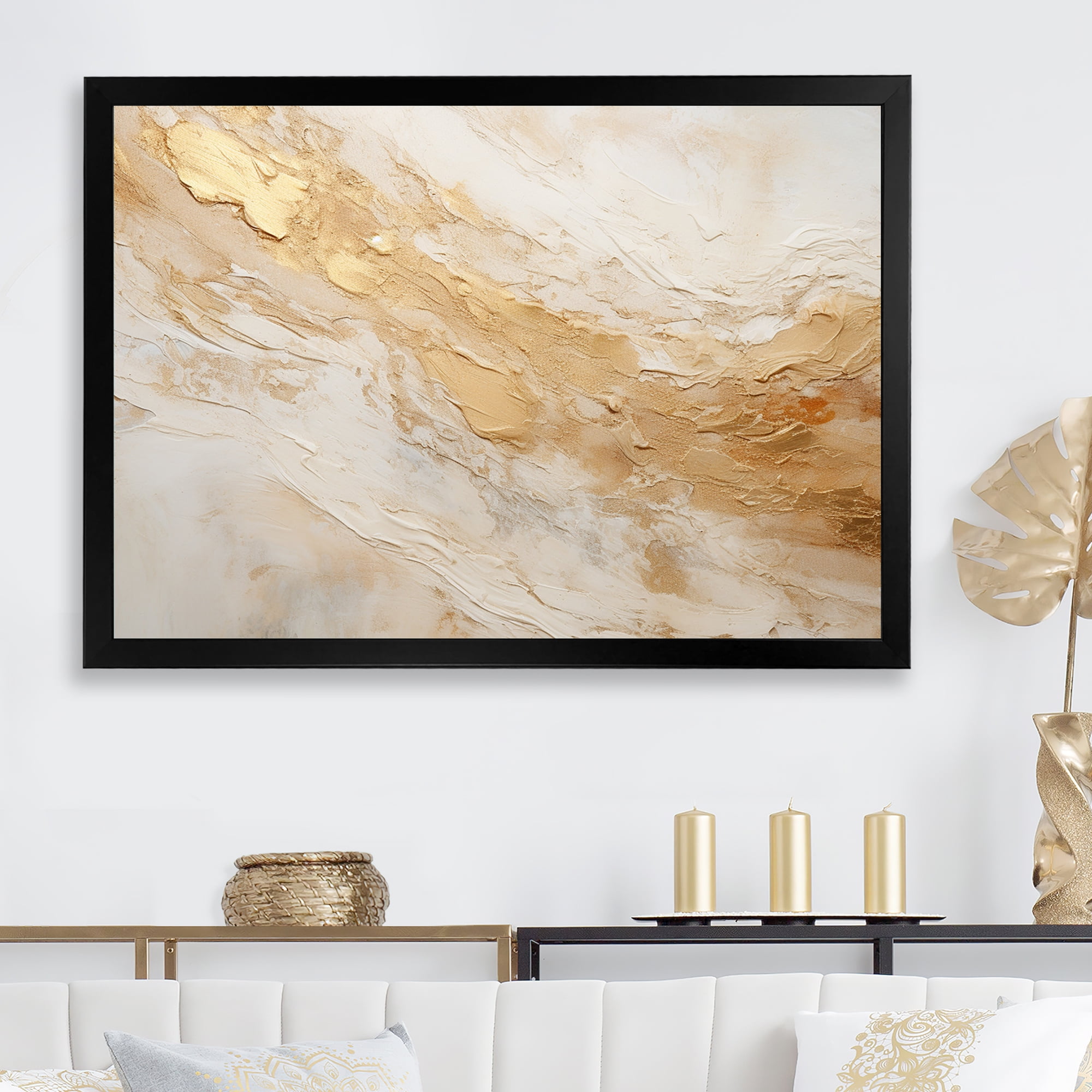 Designart "Magic Of Gold And White Marble Geode" Abstract Marble ...