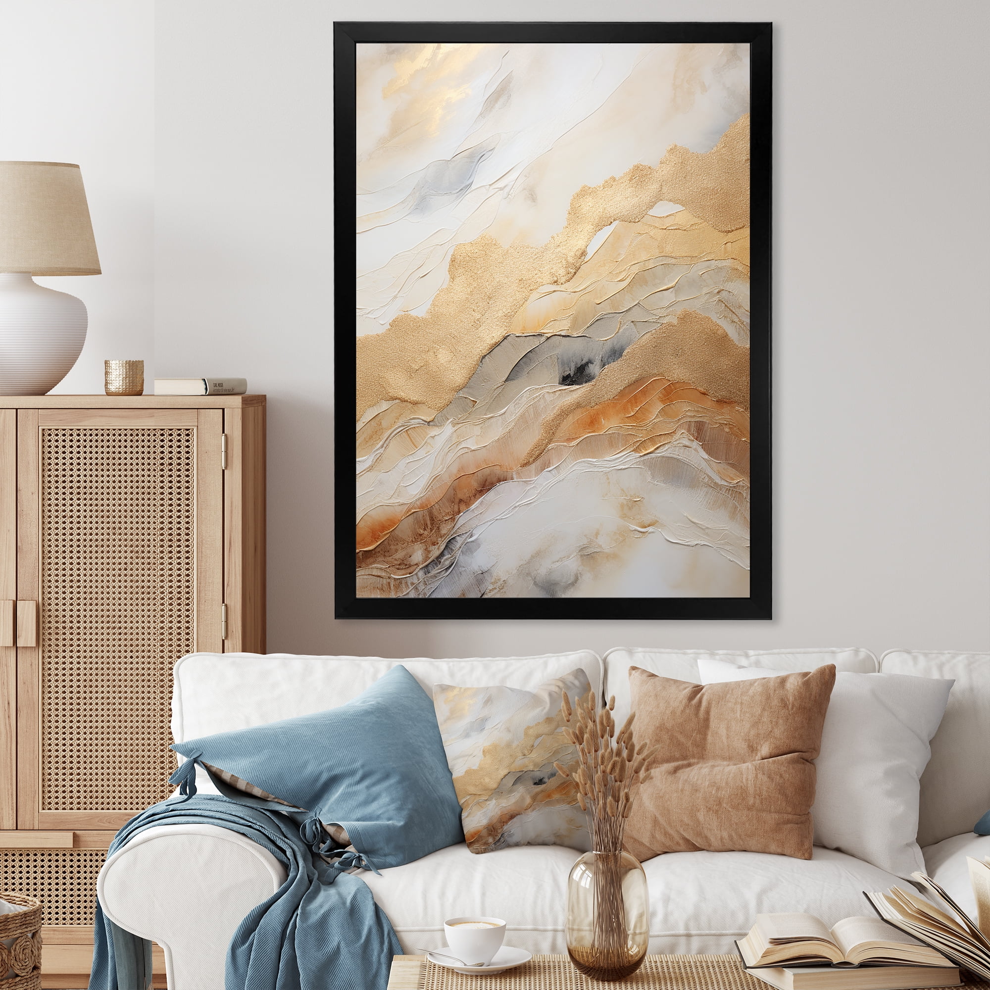 Designart "Magic Of Gold And White Marble Geode I" Abstract Marble ...