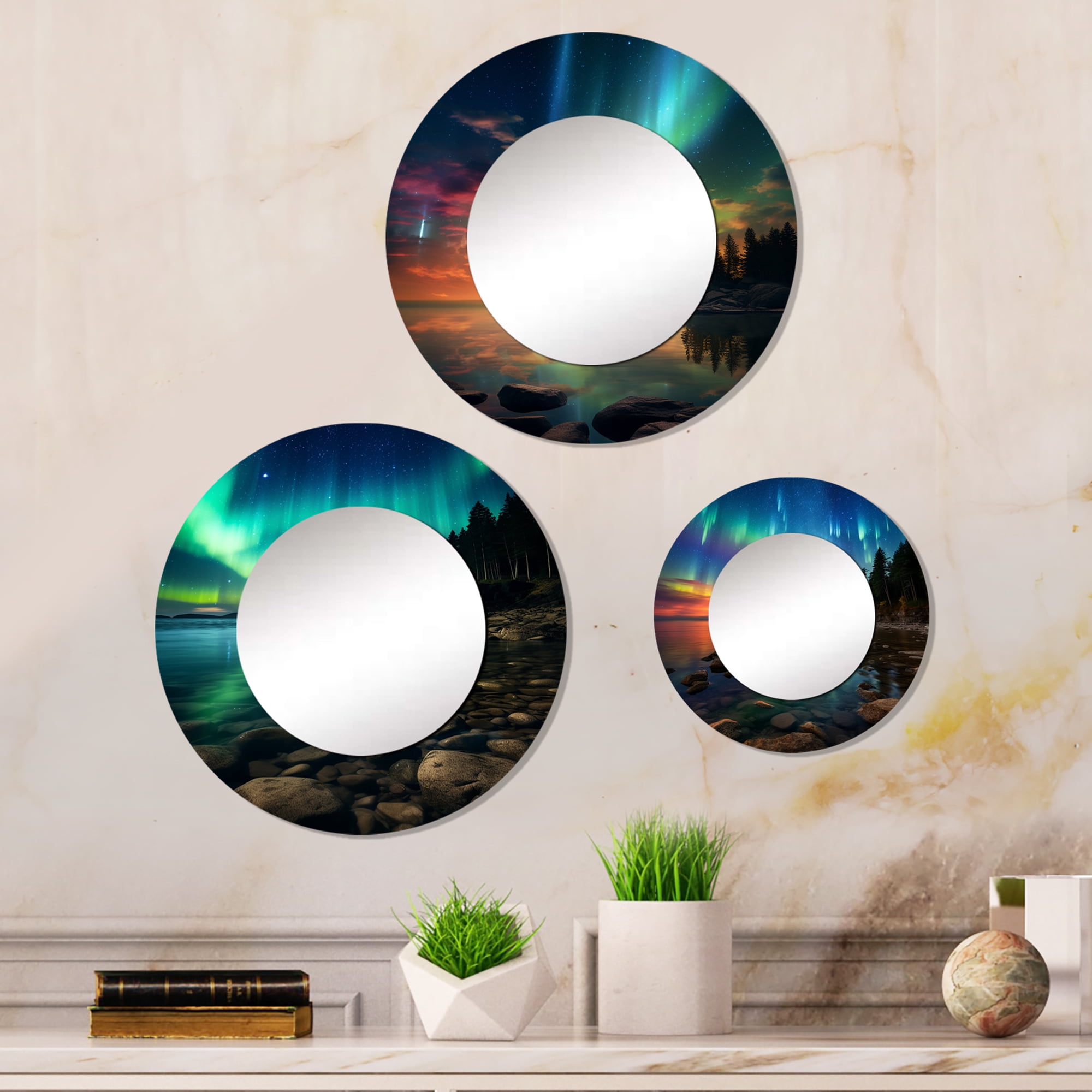 Designart "Magical Aurora Borealis Serene Arctic Lake III" Nature ...