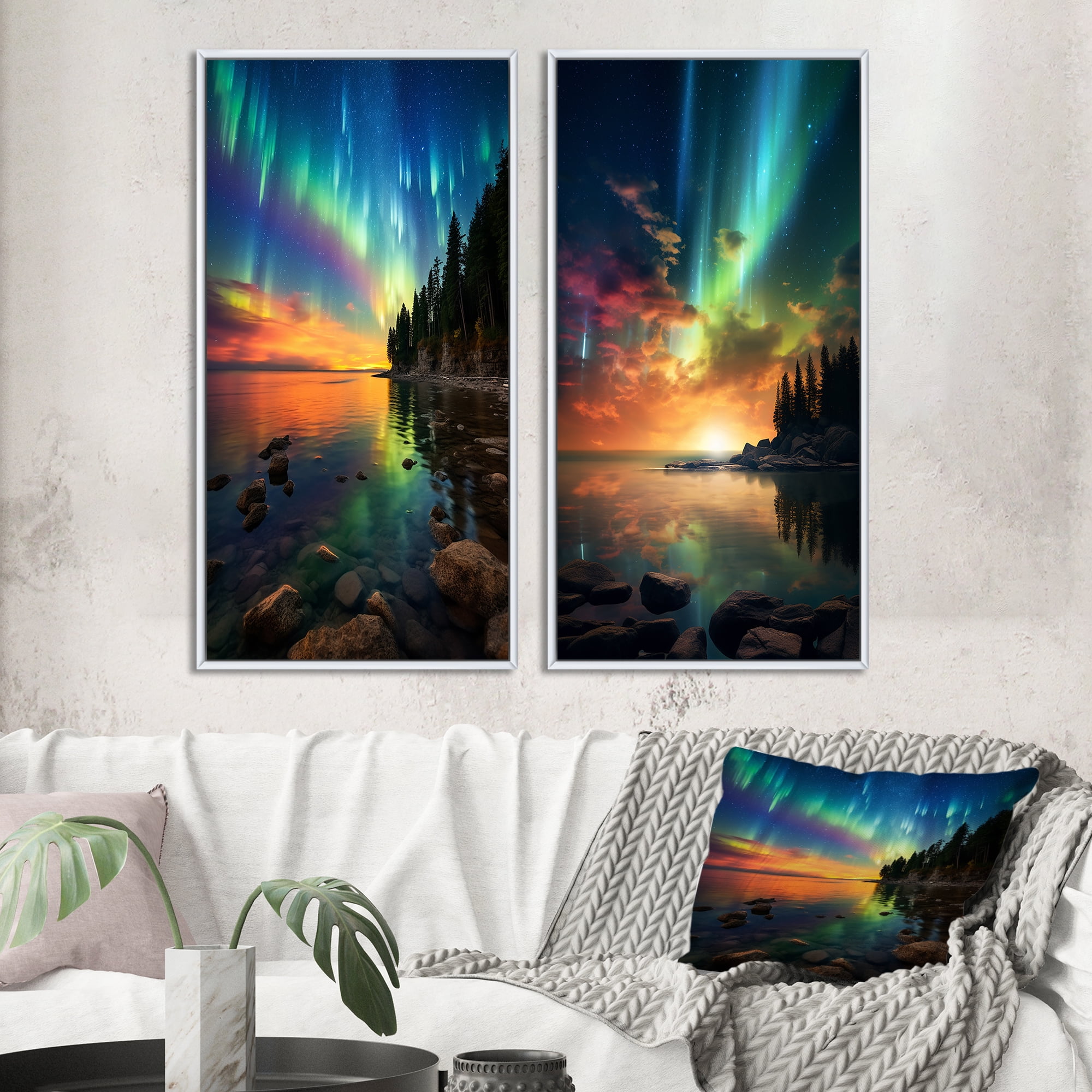 Designart "Magical Aurora Borealis Serene Arctic Lake III" Northern ...