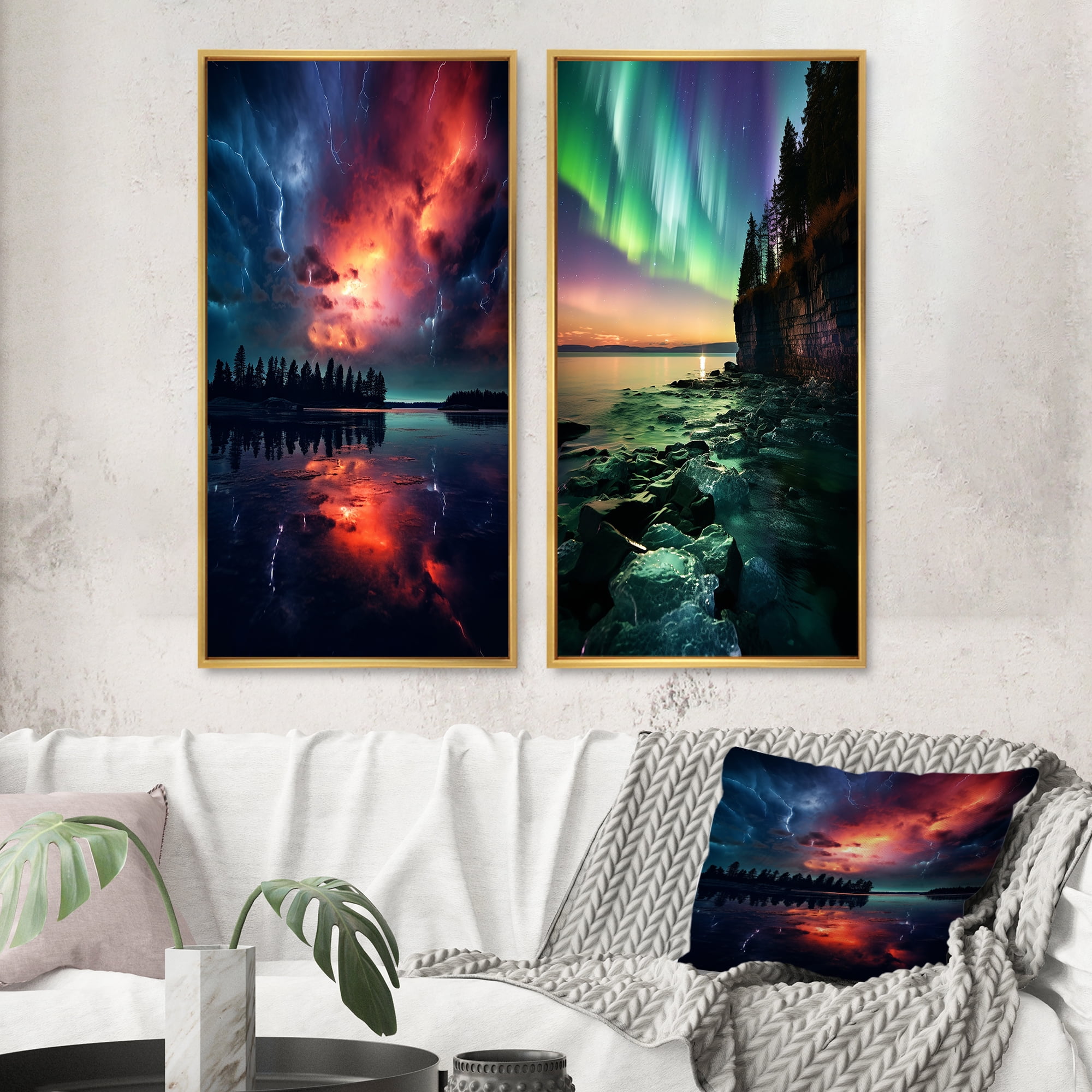 Designart "Magical Aurora Borealis Serene Arctic Lake V" Northern ...