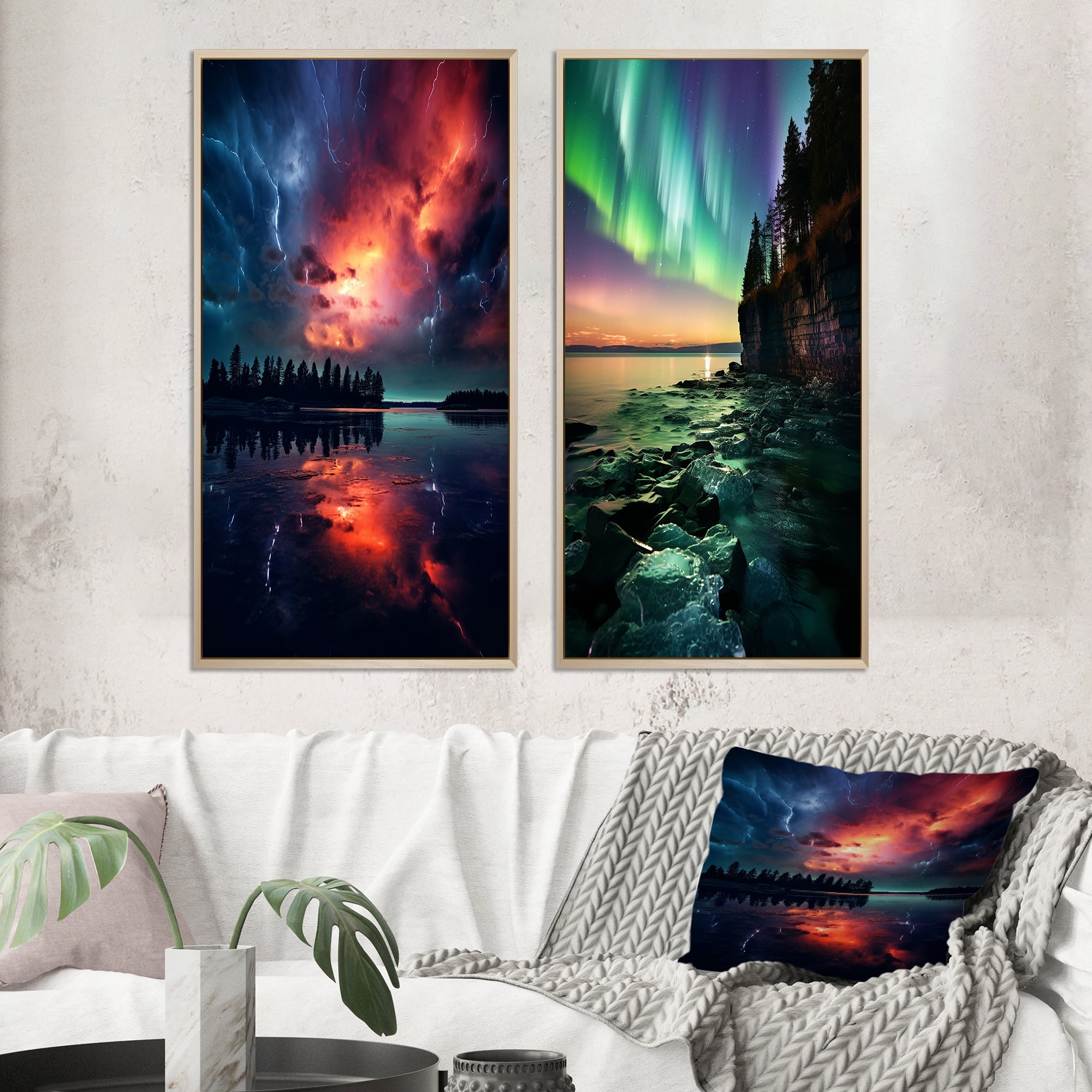 Designart "Magical Aurora Borealis Serene Arctic Lake V" Northern ...