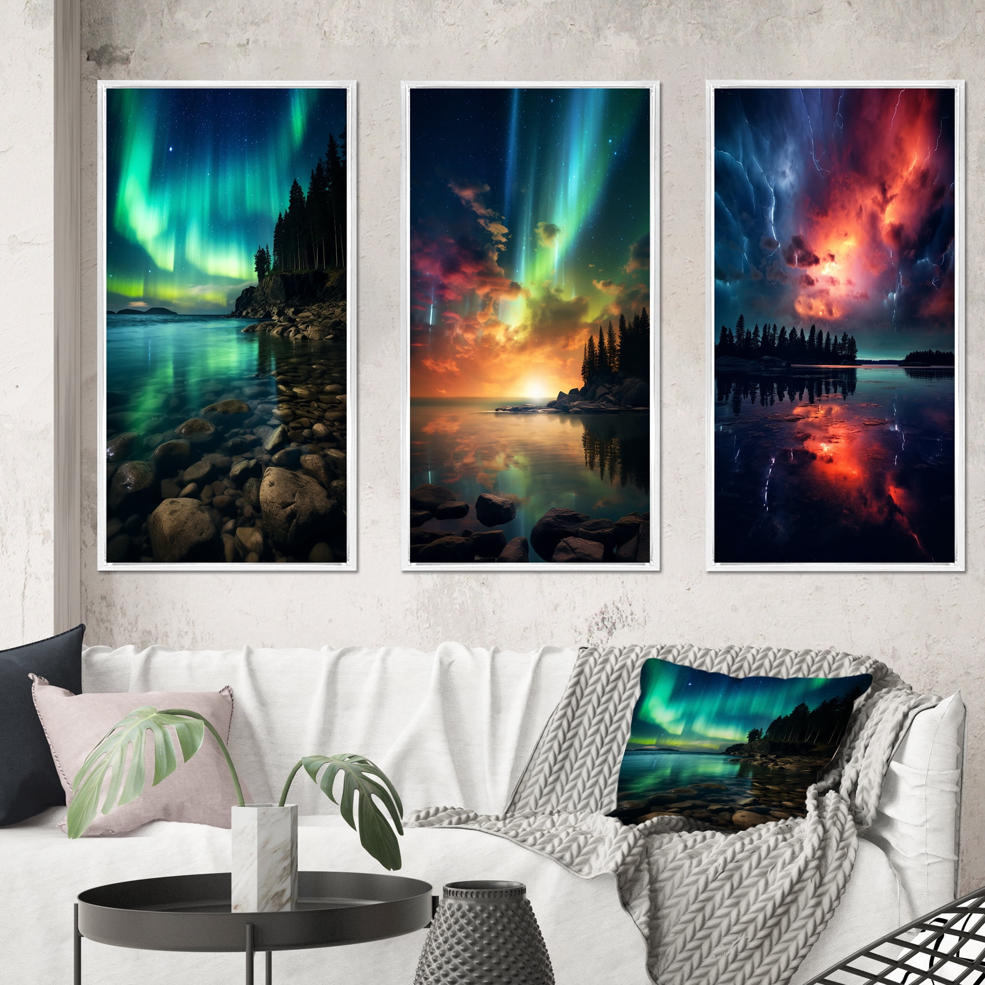 Designart "Magical Aurora Borealis Serene Arctic Lake V" Northern ...