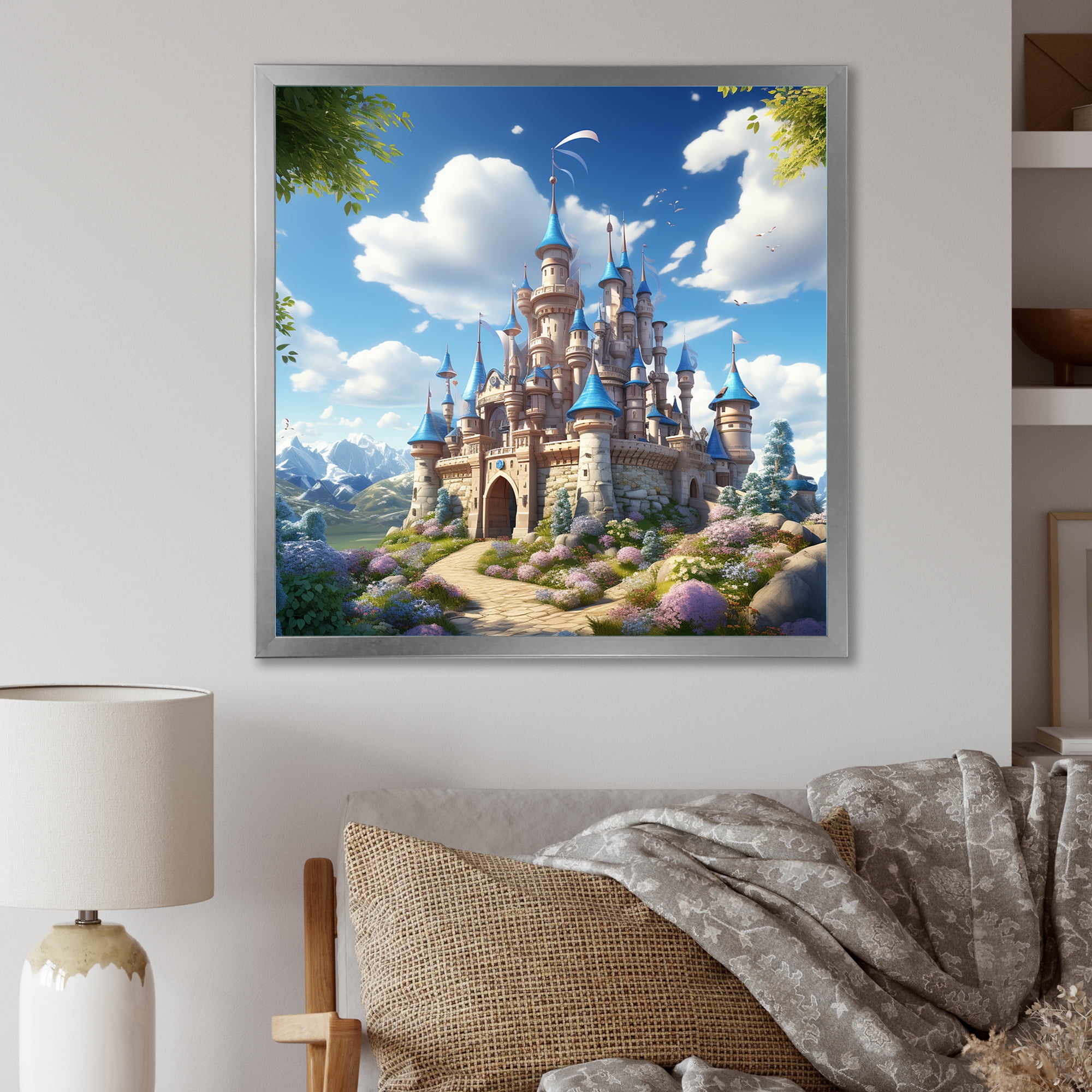 Designart "Magical Princess Castle Dreams III" Architecture Framed Wall ...