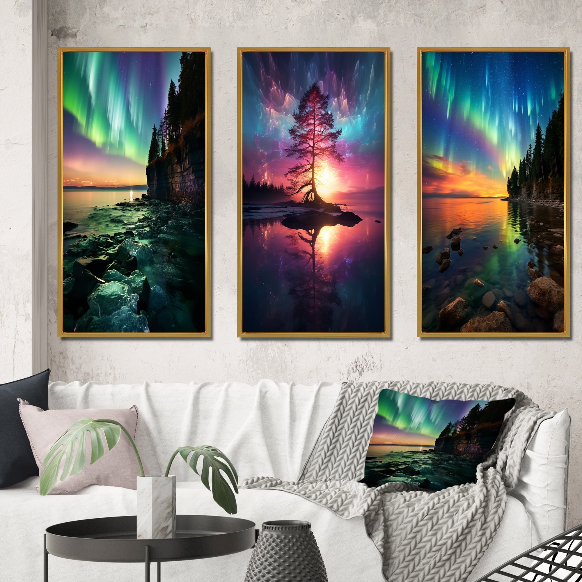 Designart "Magical Serenity of Aurora Borealis over Arctic Lake IV ...