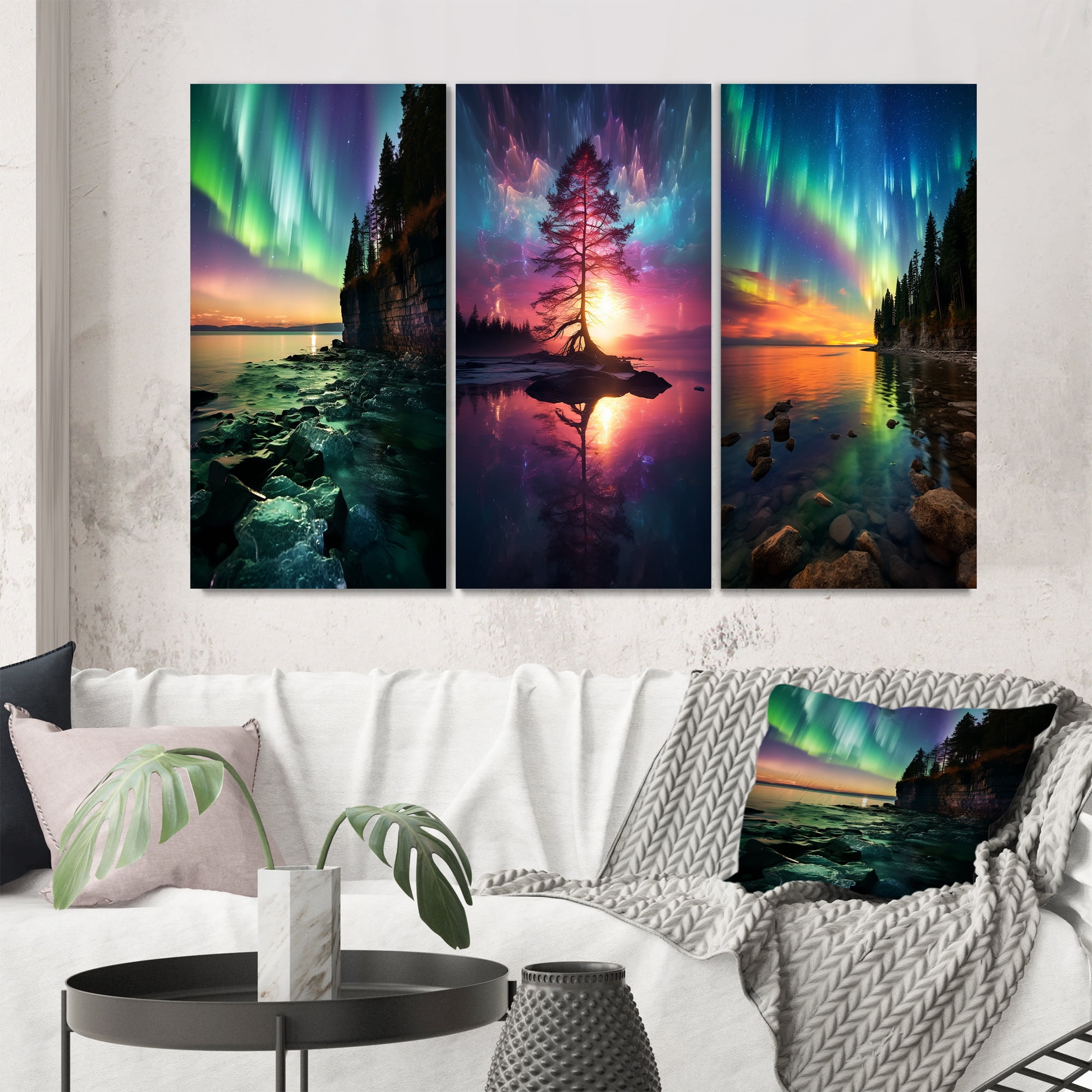 Designart "Magical Serenity of Aurora Borealis over Arctic Lake IV ...