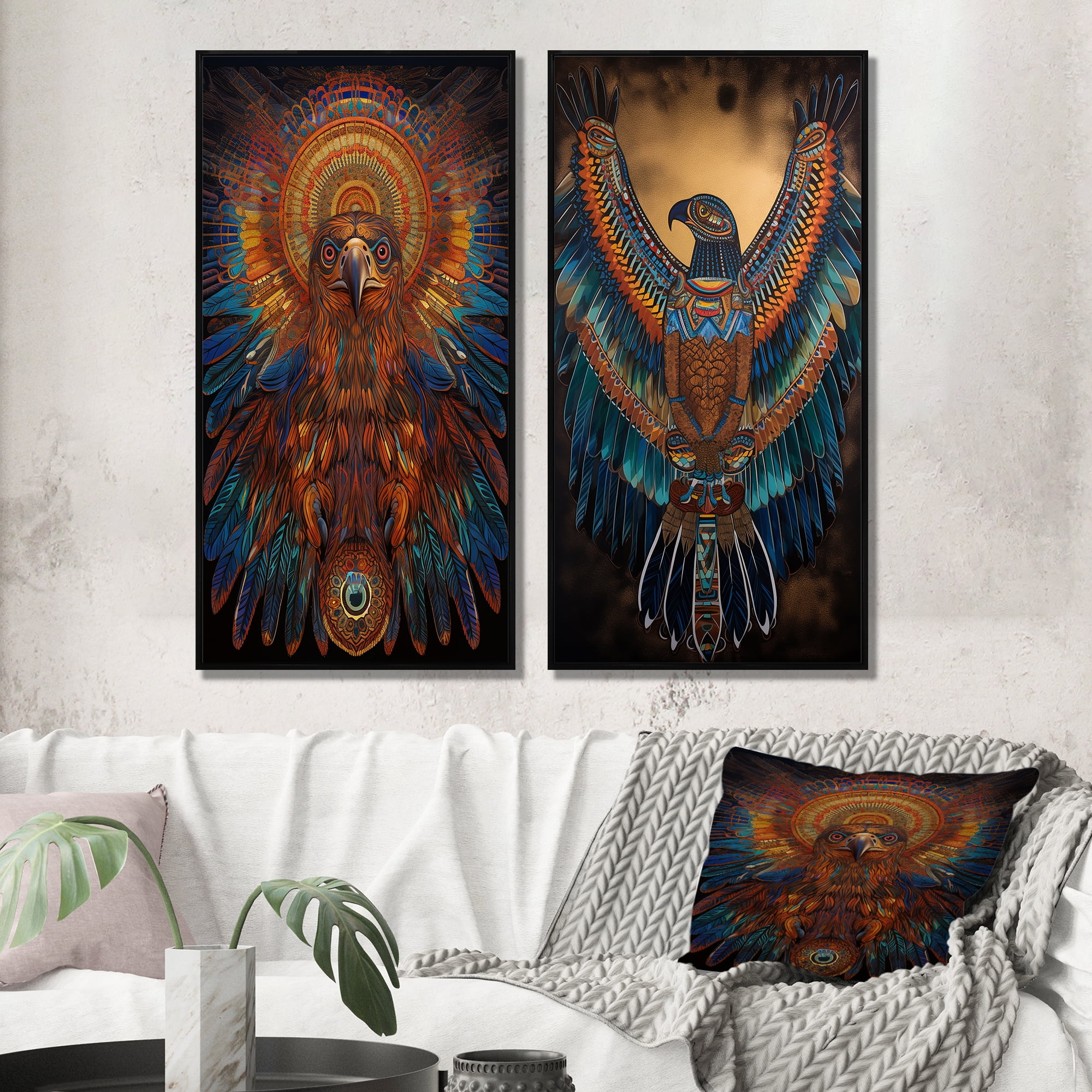 Designart "Majestic Arcane Eagle Illustration II" Animals Eagle Framed ...