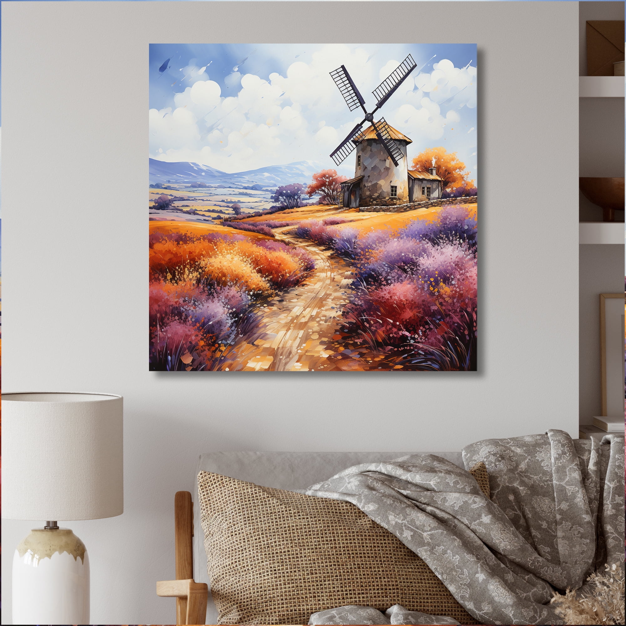 Designart "Majestic Countryside Mill Wind wall art" Countryside Wall ...