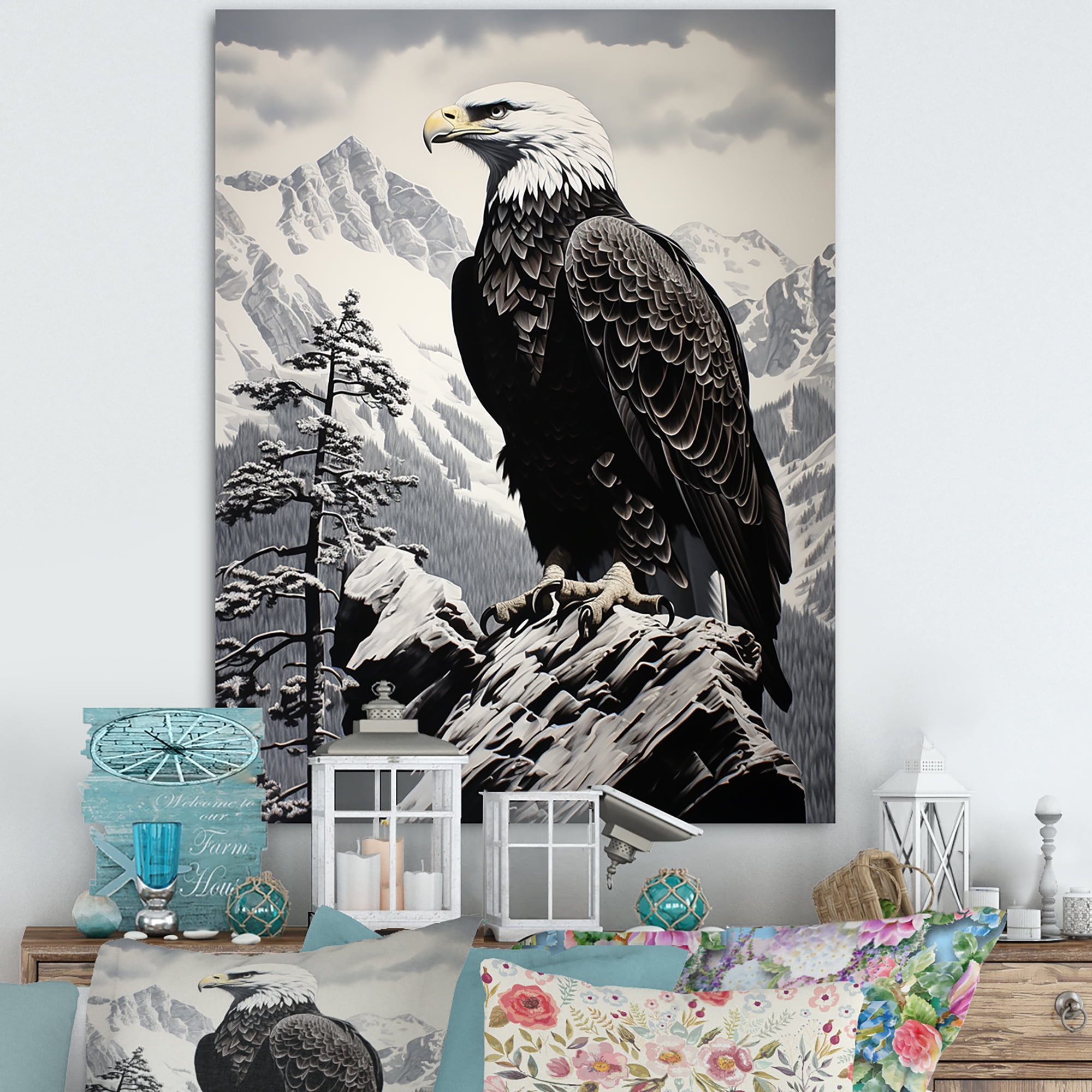 Designart "Majestic Mosaic Of The Bold Eagle II" Animals Eagle Wall ...