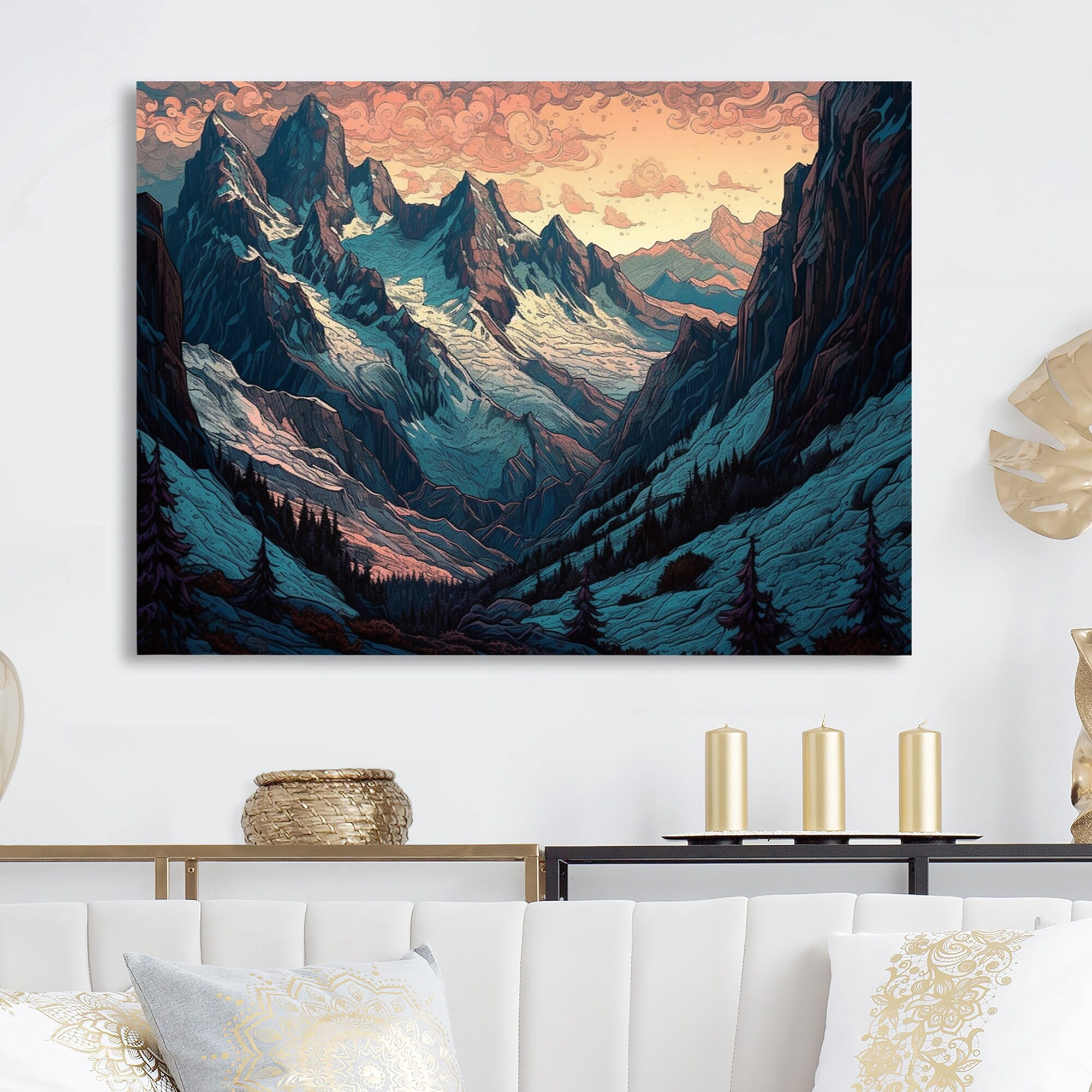 Designart "Majestic Peaks of the Swiss Alps II" Landscape Mountains ...