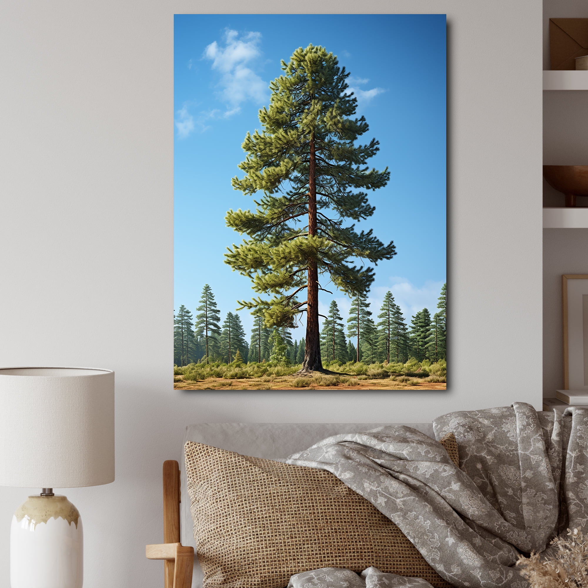 Designart "Majestic Pine Tree II" Floral & Botanical Canvas Wall Art ...