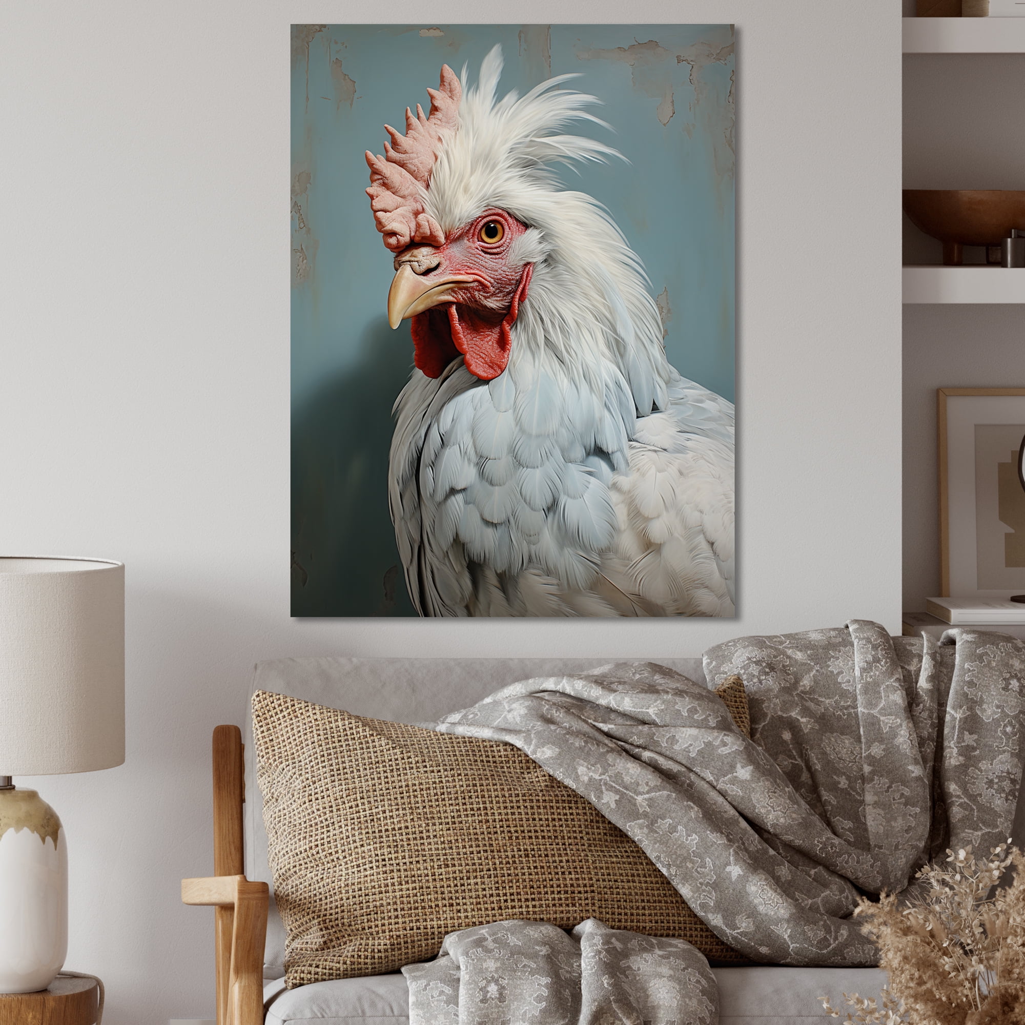 Designart "Rooster Portrait Regal Poultry" Chicken Metal Wall Art ...