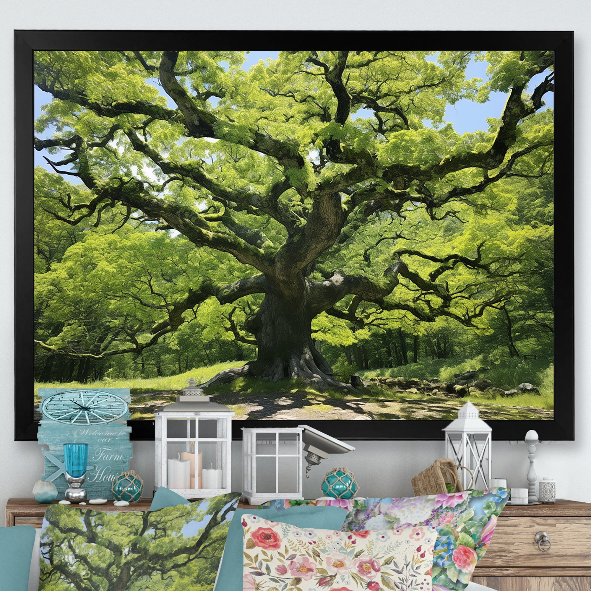 Designart "Majestic Sycamore Tree Captured in Time" Floral Framed Wall ...
