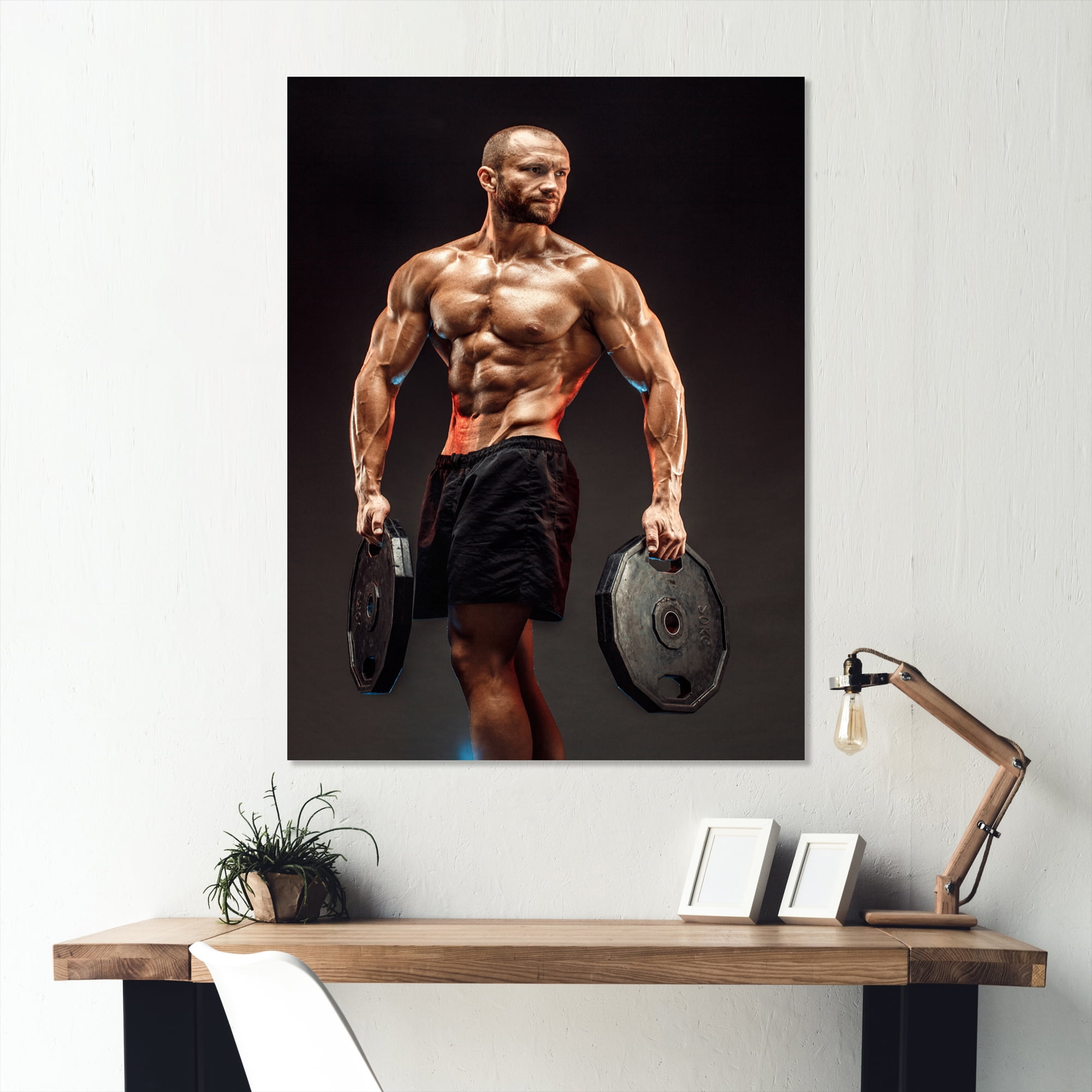 Designart "Man Flexing in Powerlifting II" Weightlifting Metal Wall Art ...