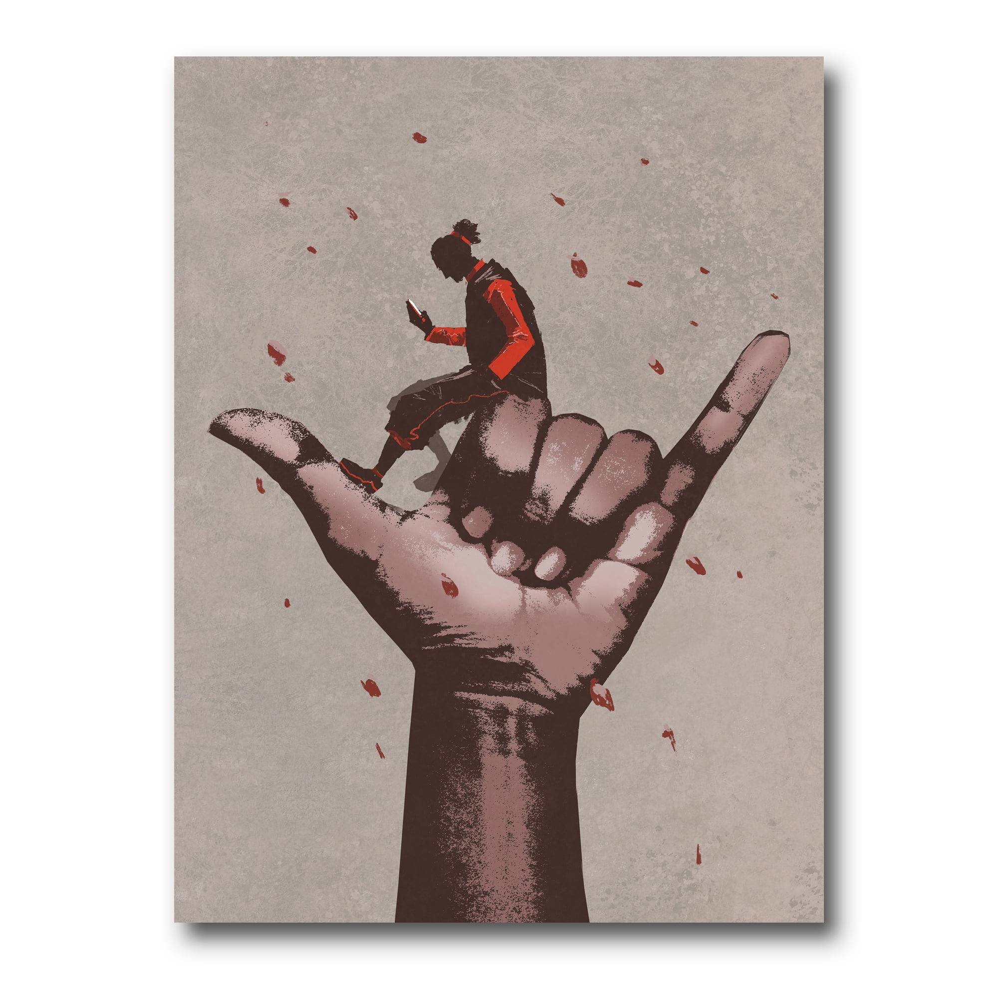 Designart ' Man Using Mobile Phone With Call Me Sign ' Modern Canvas ...