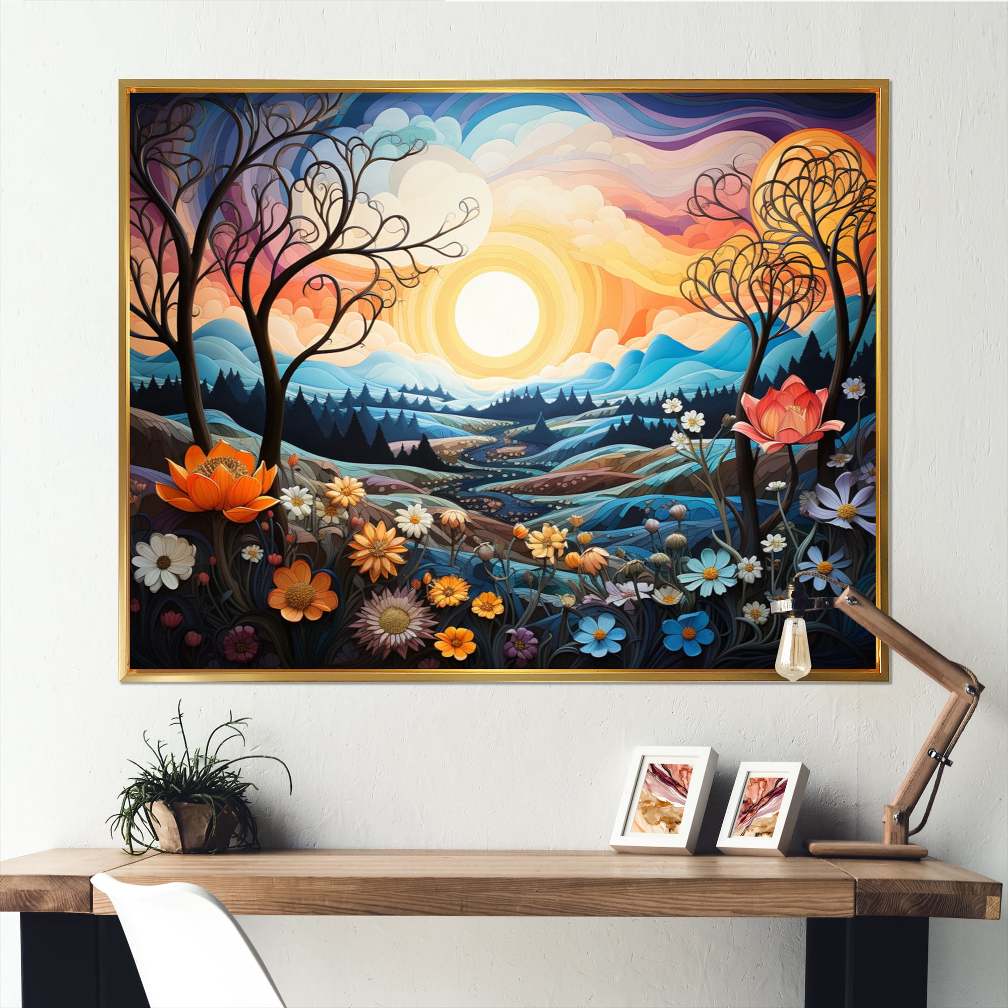 Designart "Mandala Sky Sian Art painting III" Asian Art Floater Framed ...
