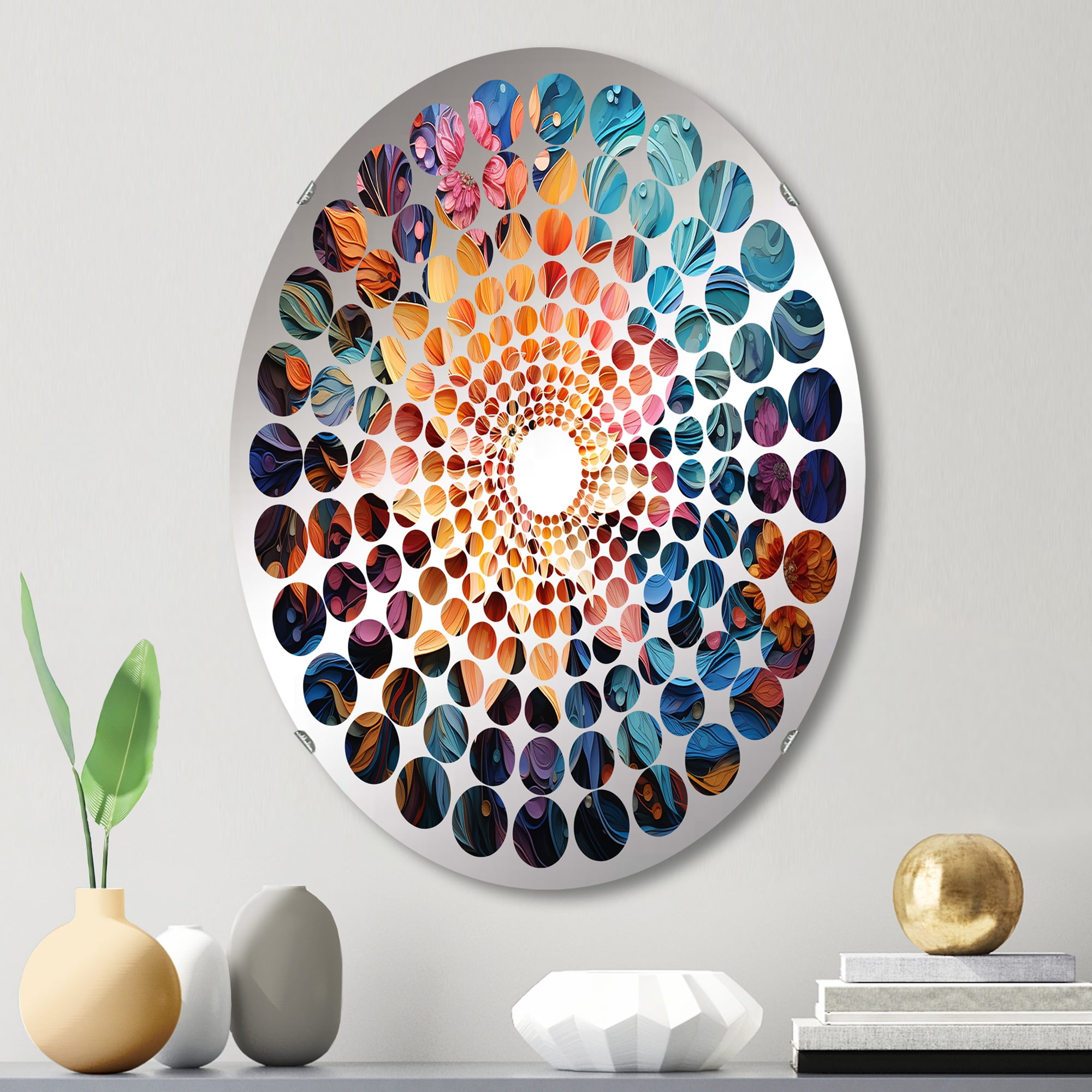 Designart "Mandala of Mindful Meditation" Meditation Radial Dot Round ...