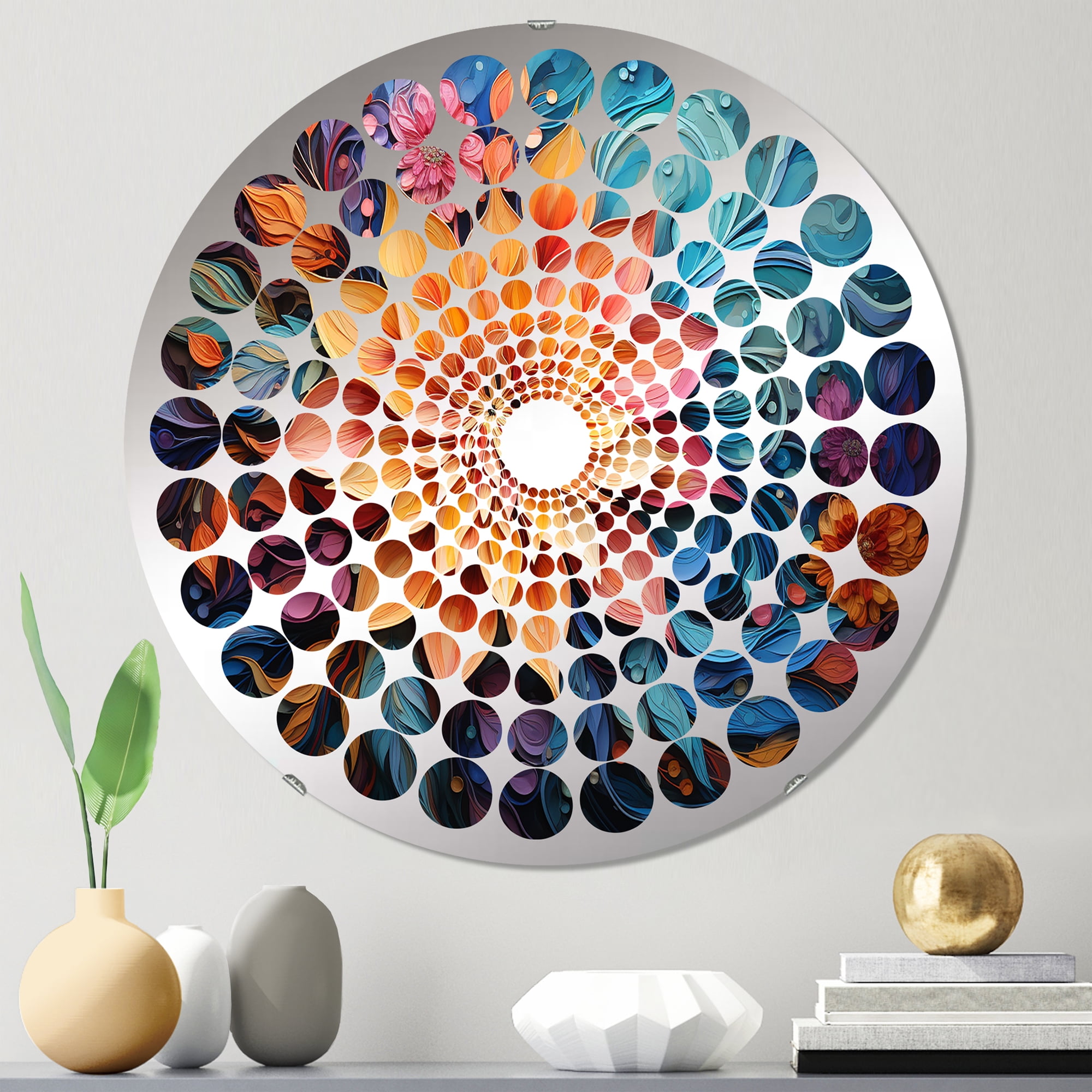 Designart "Mandala of Mindful Meditation" Meditation Radial Dot Round ...