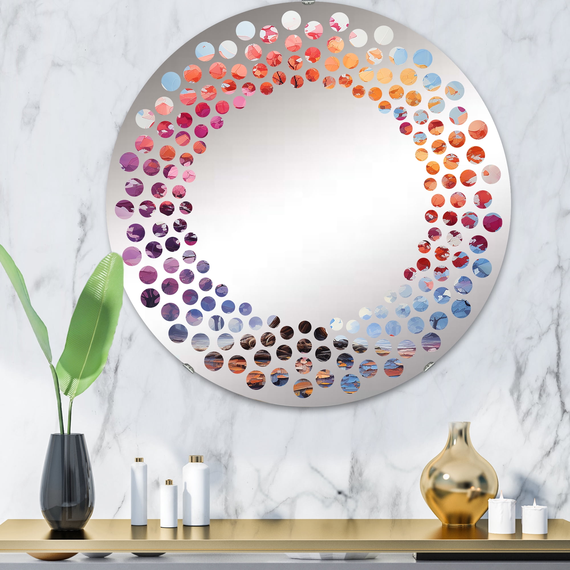 Designart "Maple Vibrancy Spectrum II" Tree Maple Polka Dot Round Wall ...