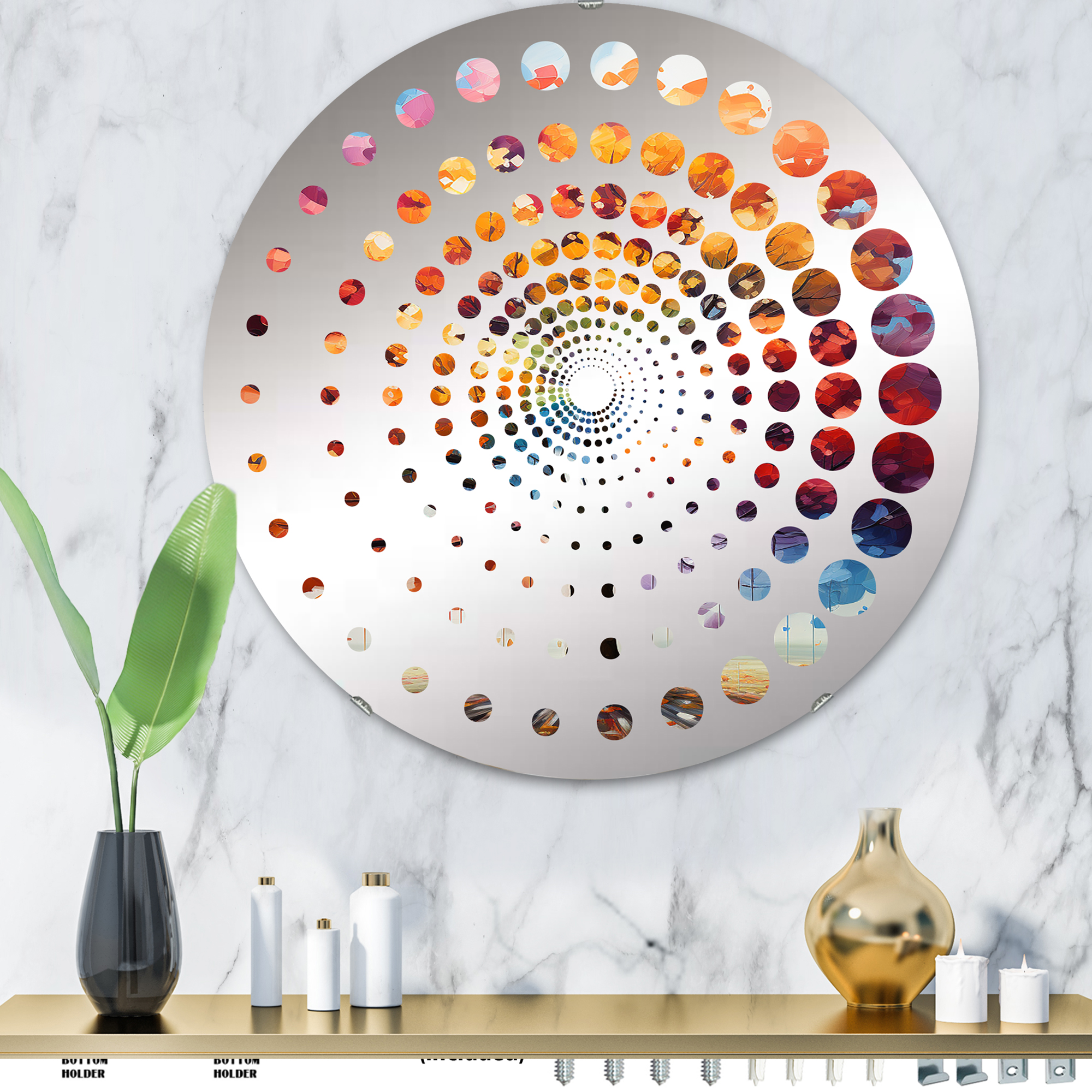 Designart "Maple Vibrancy Spectrum" Tree Maple Spiral Dot Round Wall ...