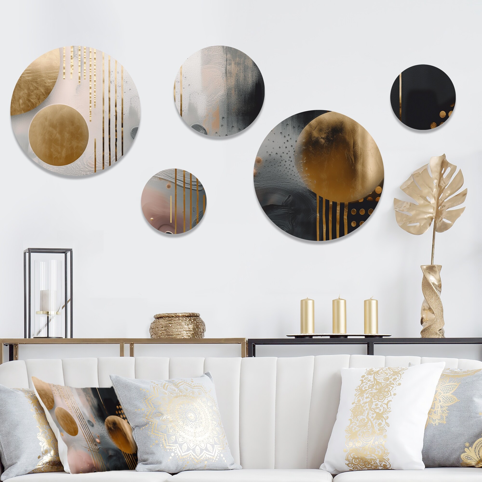 Designart "Marble Energy Metallic Circles III" Abstract Marble Metal ...